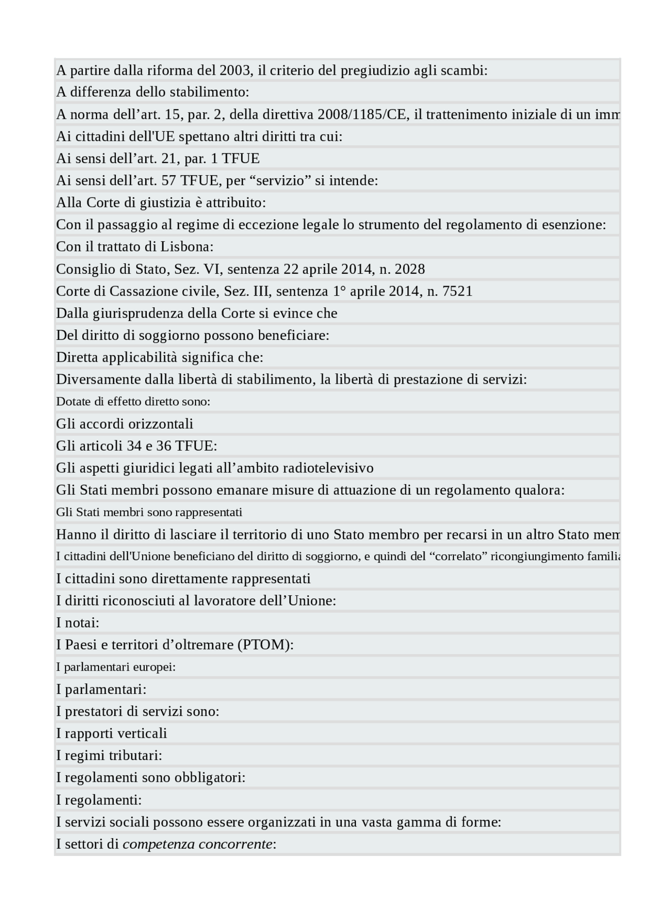Test Diritto Comunitario Unipegaso Docsity