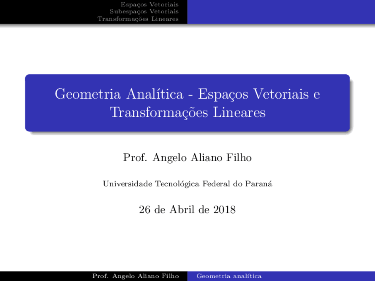 álgebra Linear E Geometria Analítica Docsity