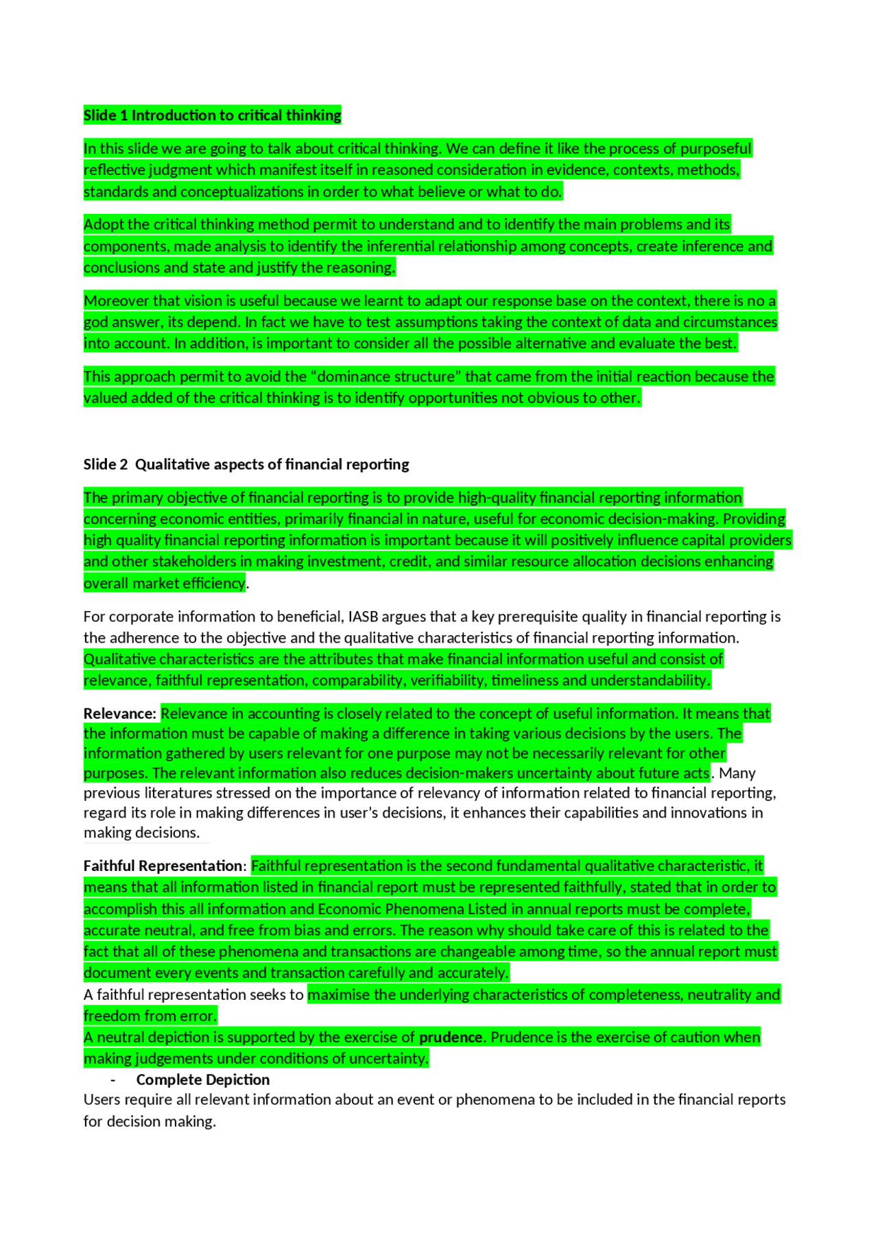 Appunti Financial Analysis Docsity