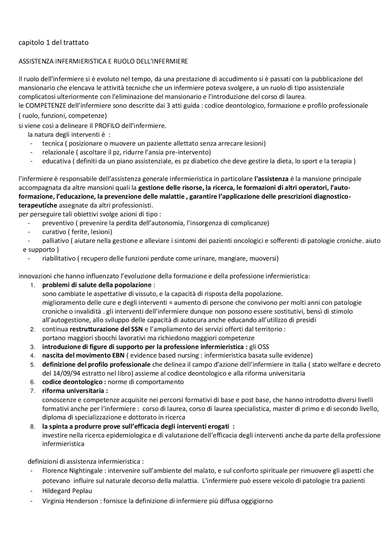 Dispense Per Esame Di Infermieristica Generale Per La Laurea In