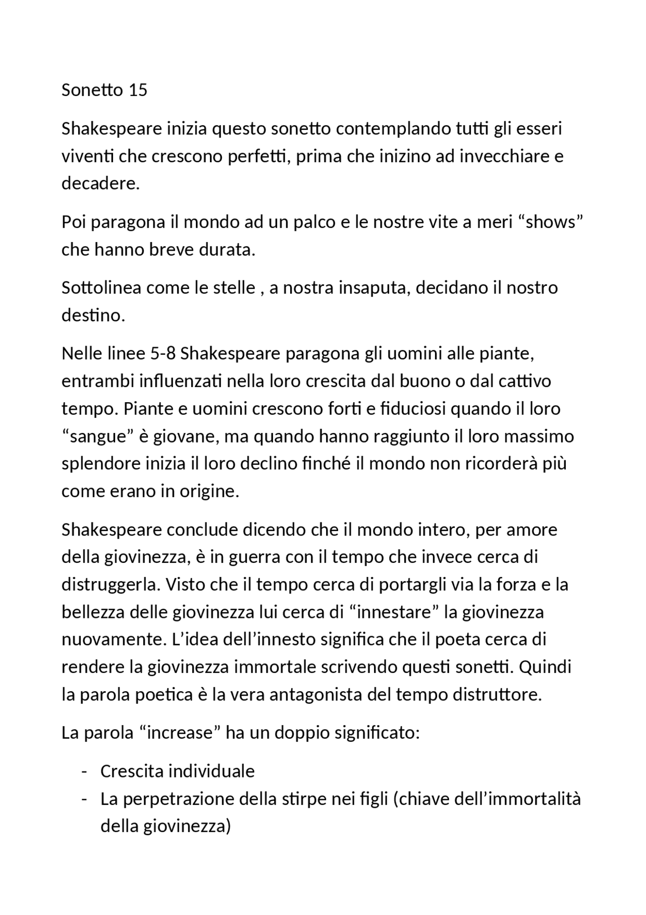 Sonetto 15 Di Shakespeare Docsity