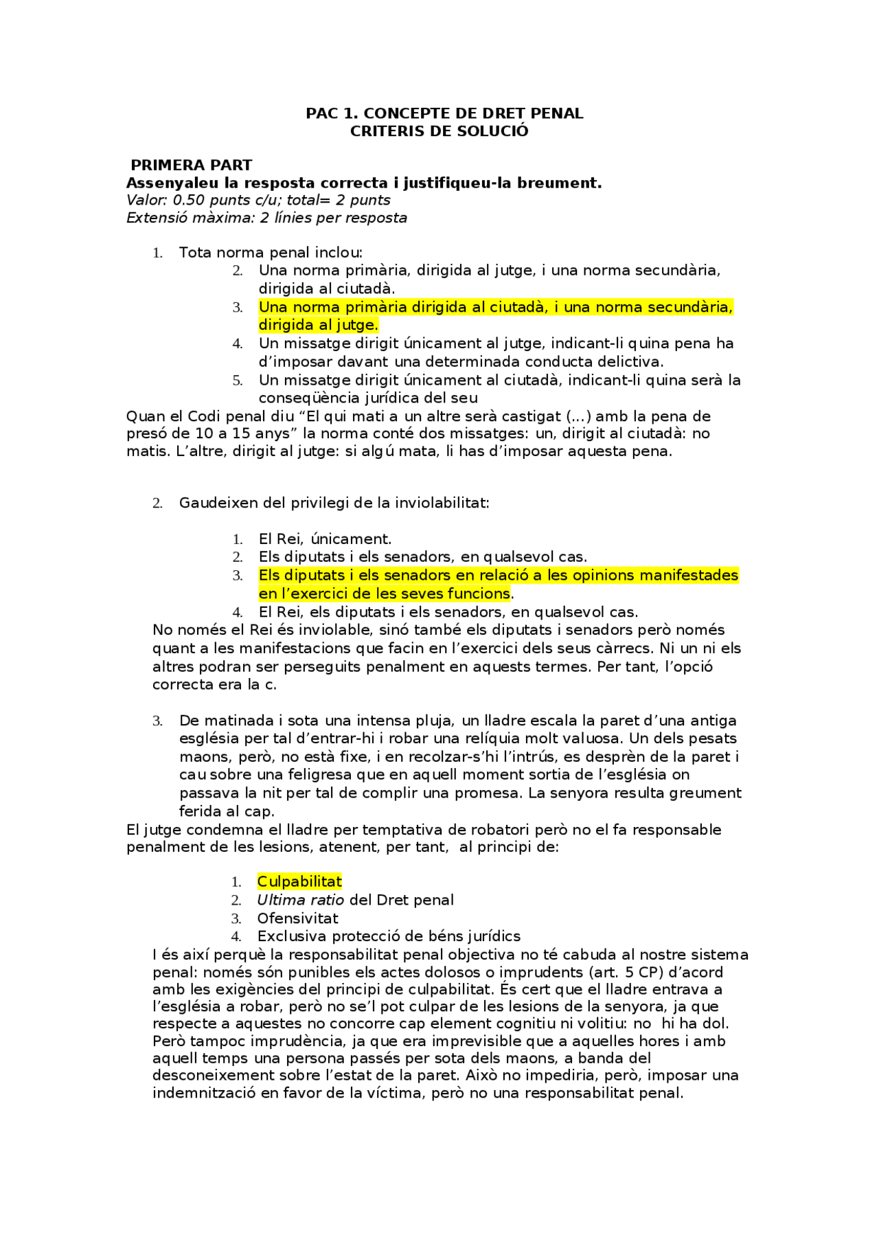 Dret Penal Part General Solucio Pac1 Docsity