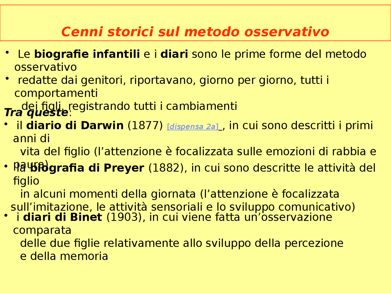 Metodo Osservativo E Cenni Storici Docsity