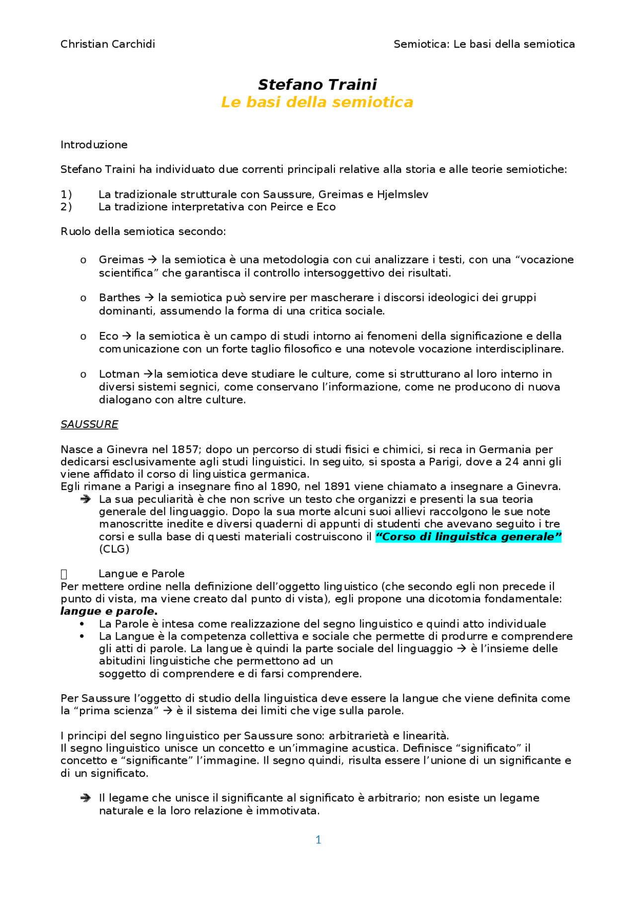 Le Basi Della Semiotica Docsity