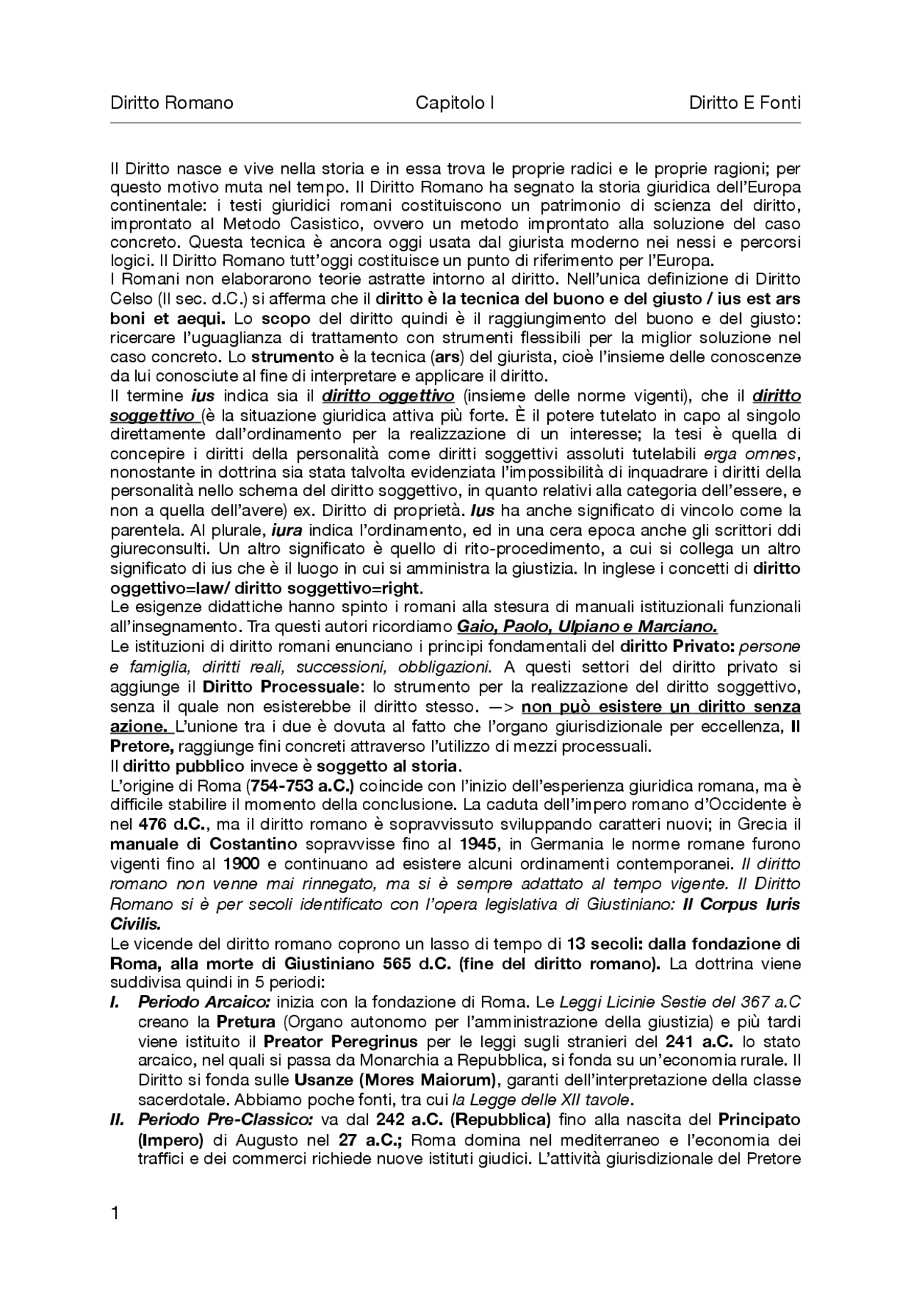 Diritto Romano Diritto E Fonti Docsity