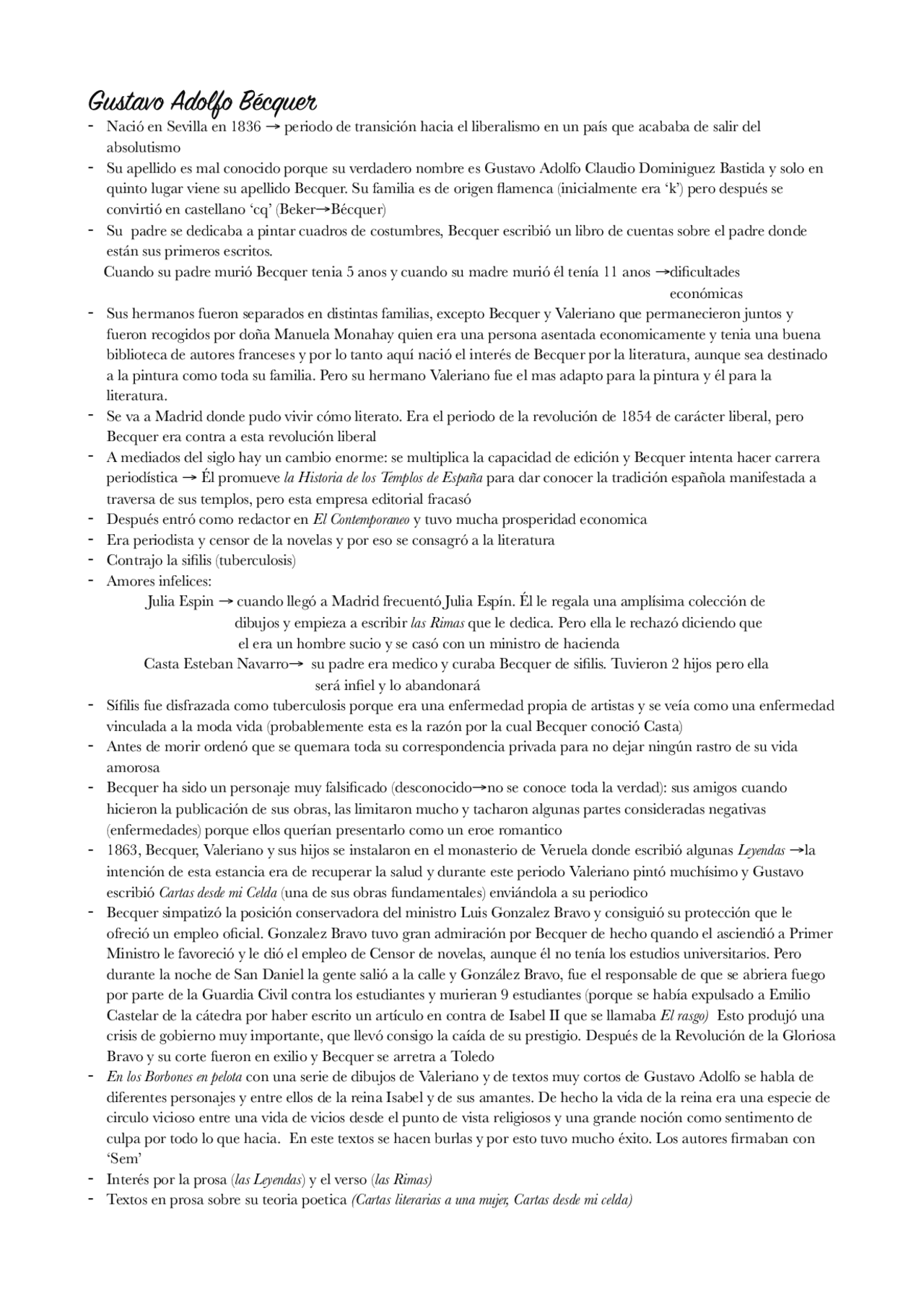 Becquer, Larra, Realismo y Naturalismo - Docsity