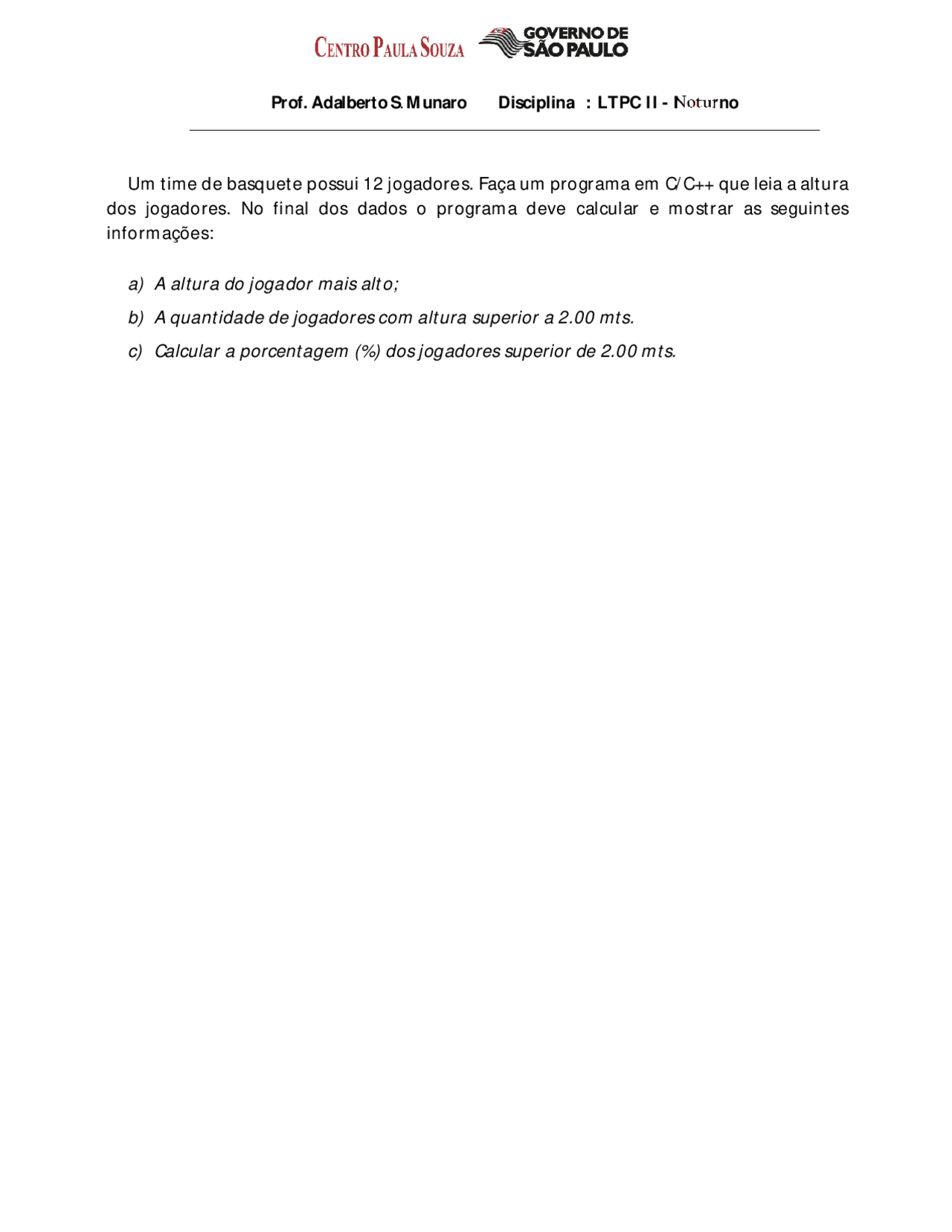 Prova De Programação Docsity