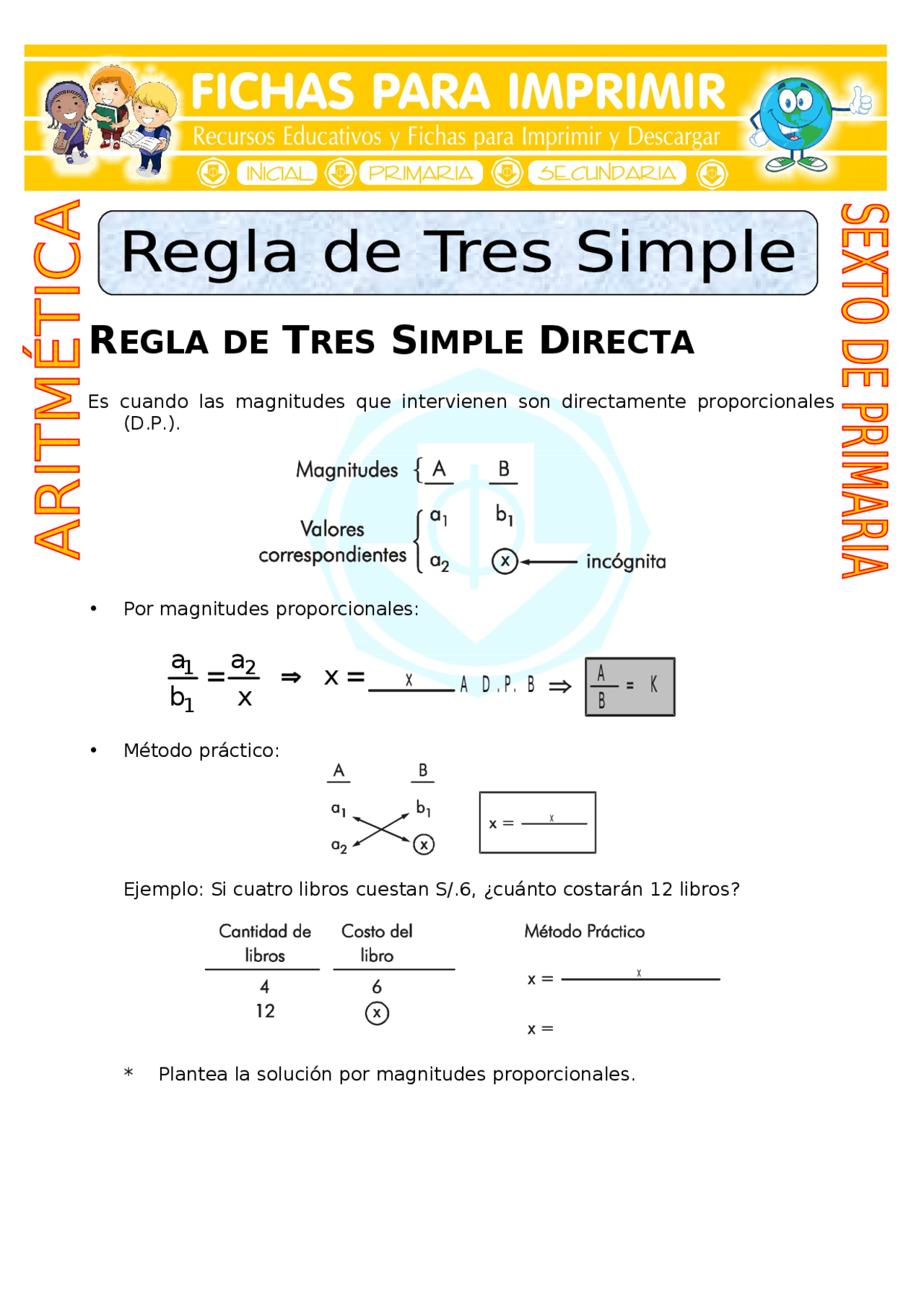 REGLA DE TRES SIMPLE DIRECTA - Docsity