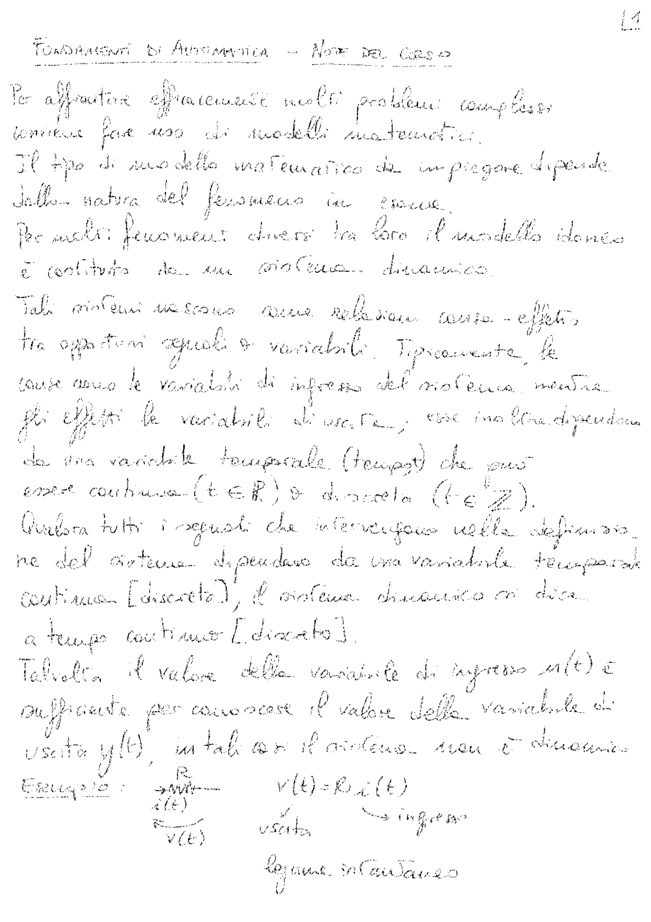 Sistemi Dinamici Fondamenti Di Automatica Docsity