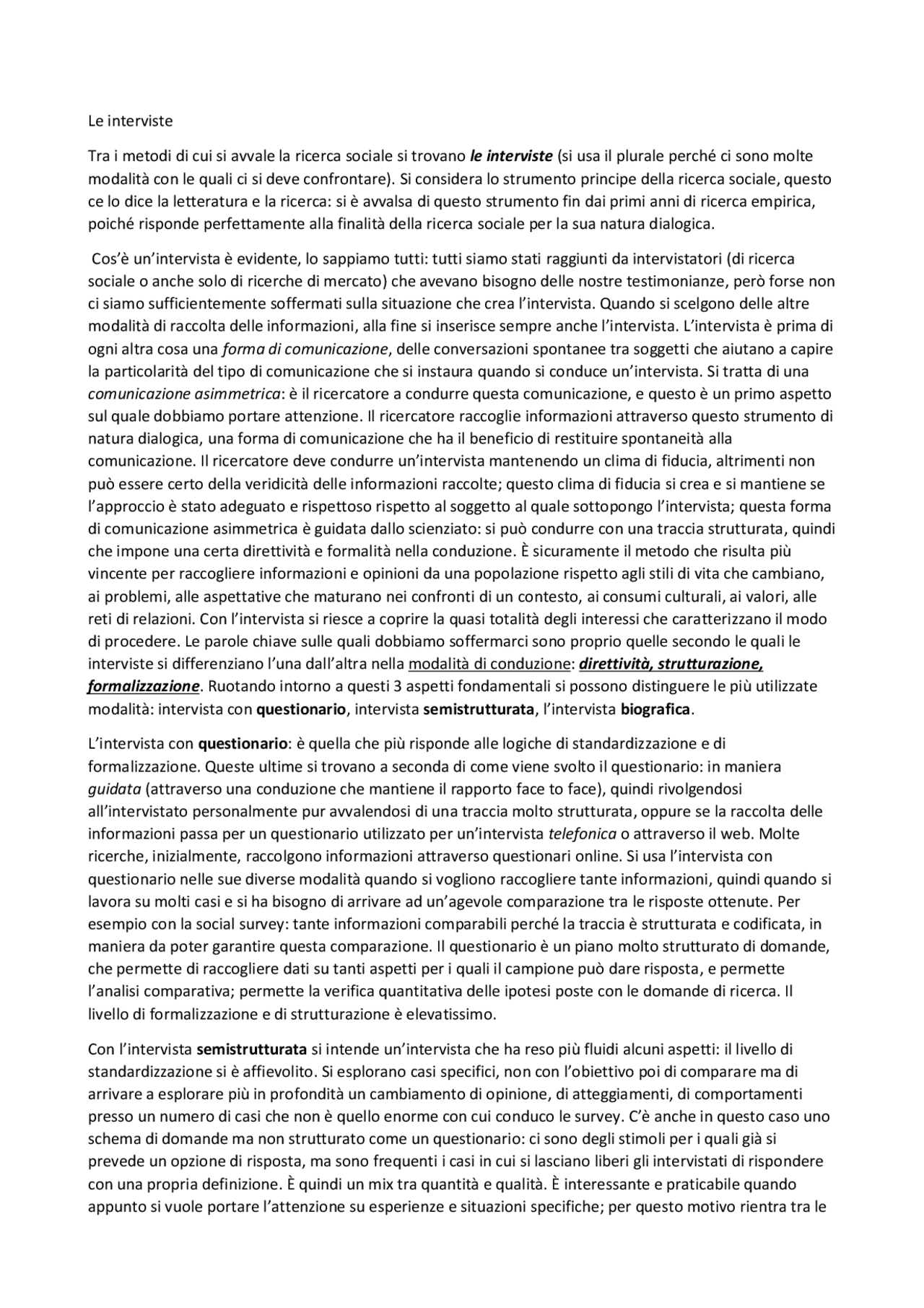 Le Interviste Ai Partecipanti Docsity