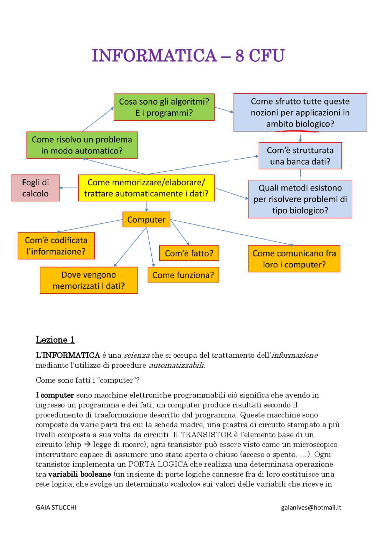 Dispensa di informatica completa e statistica | Dispense di Elementi di Informatica | Docsity