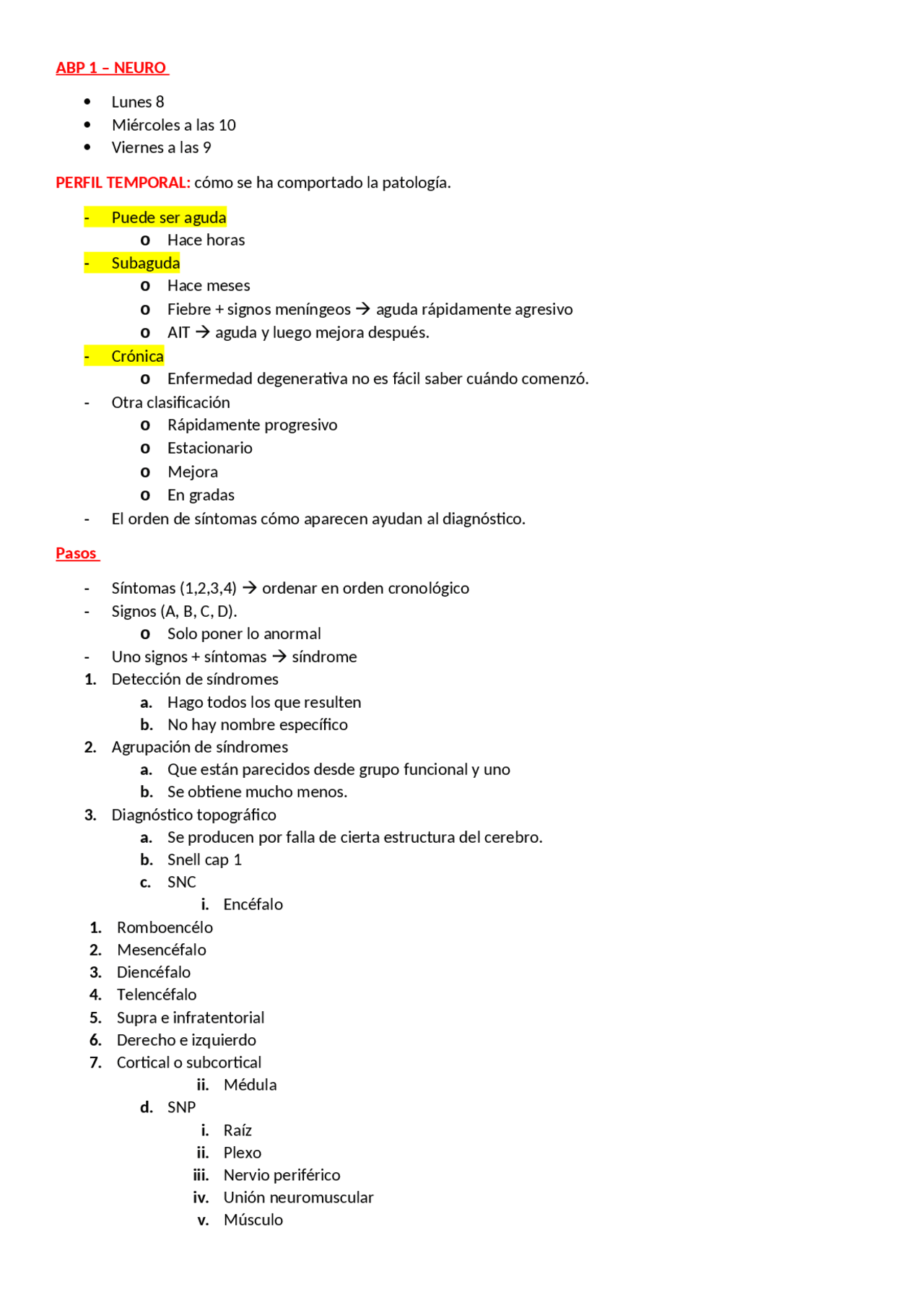 Clase De Neurologia Apuntes Docsity