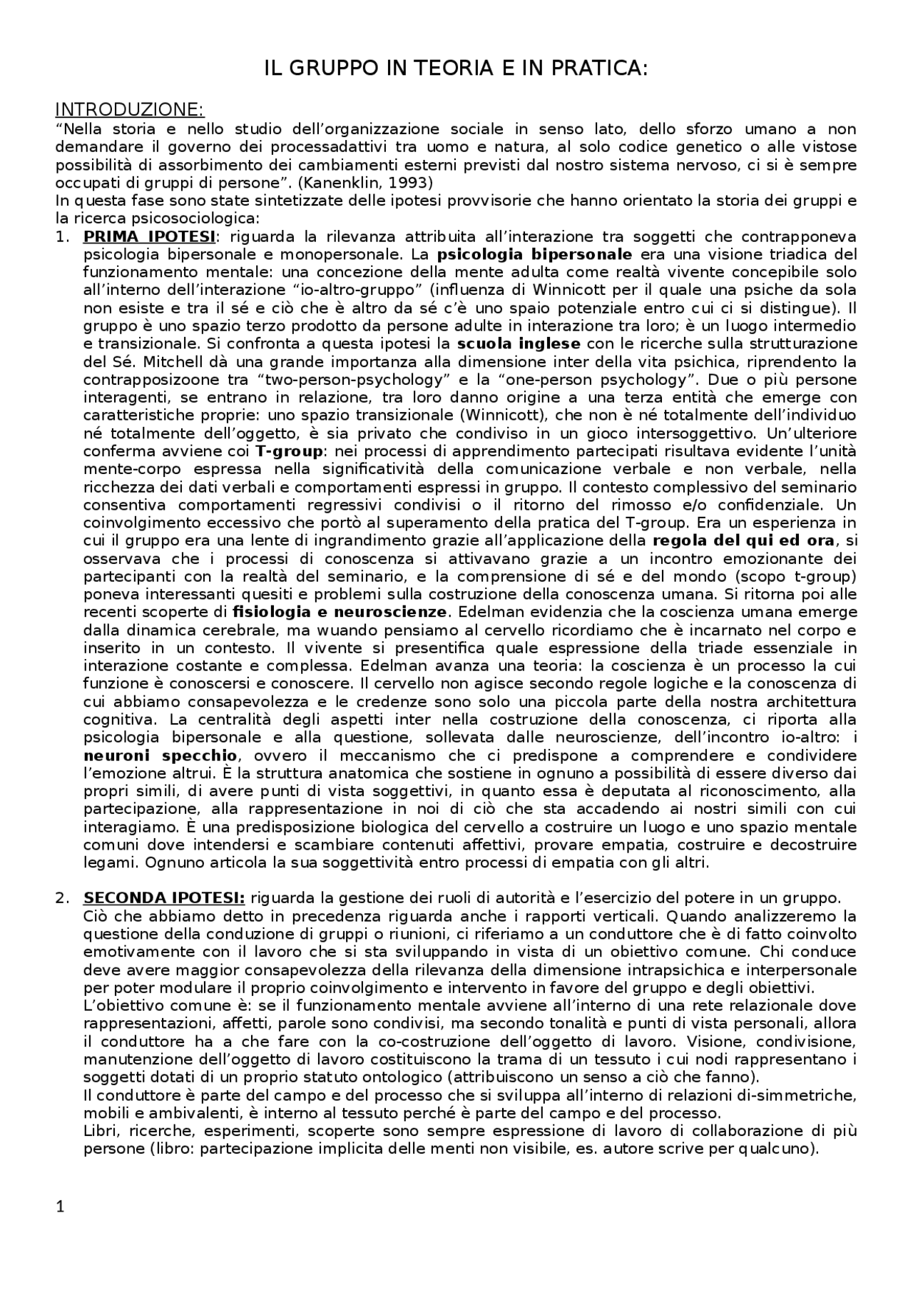 Il Gruppo In Teoria E In Pratica Docsity