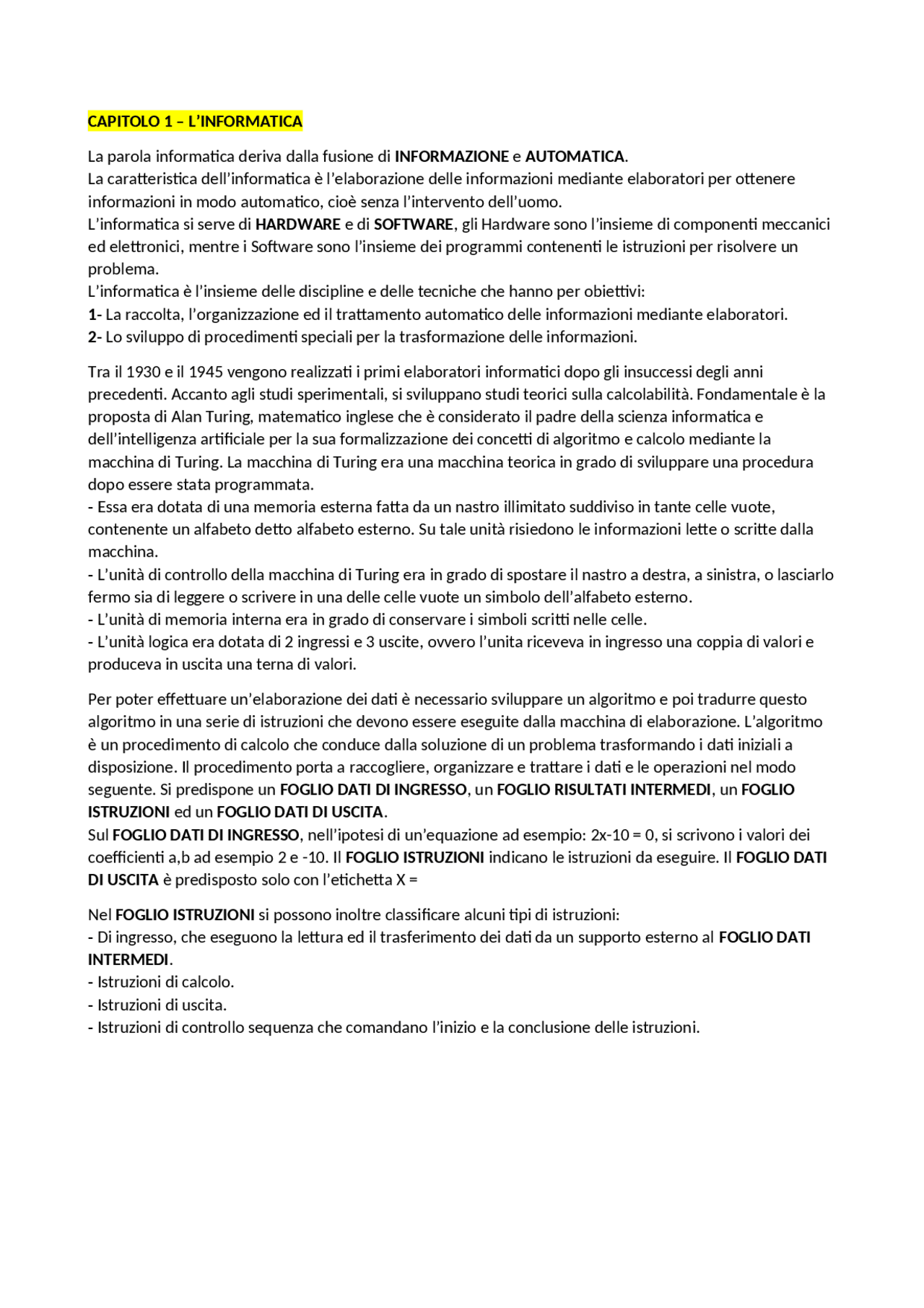 Appunti Informatica Teoria Docsity