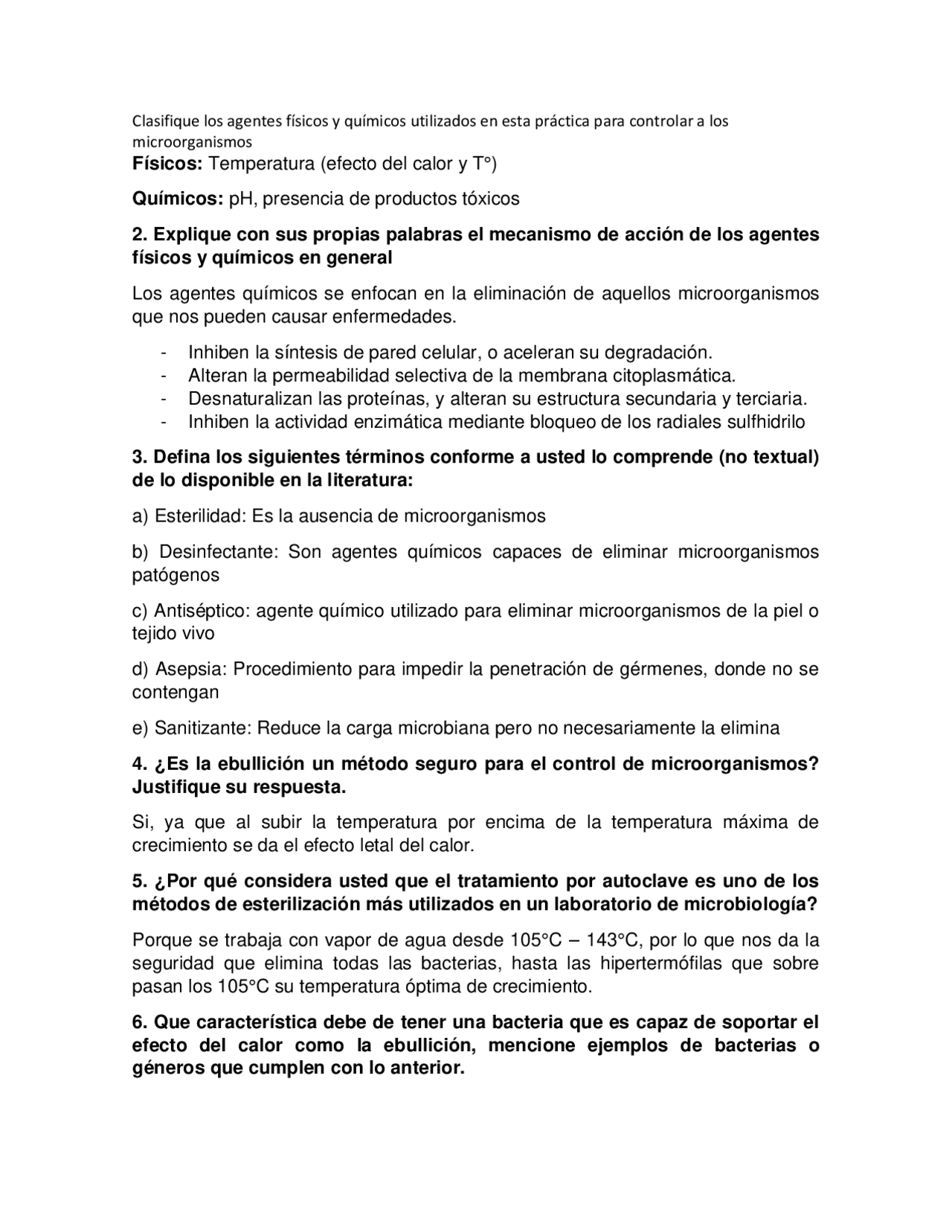 Acción Agentes Fisicos Y Quimicos Notes De Microbiologie Docsity