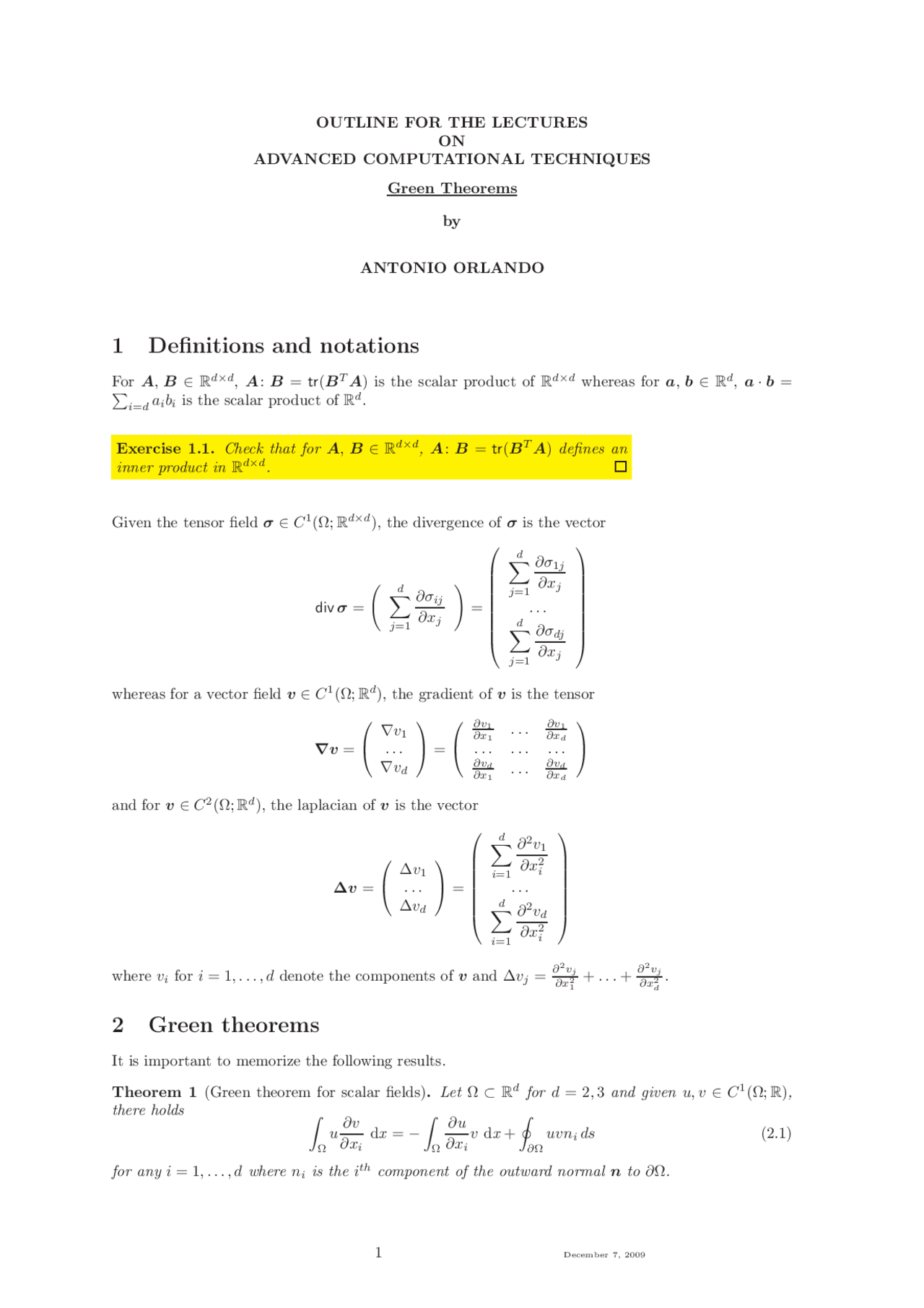 Teorema Di Green E Su Applicazioni Appunti Di Metodi Numerici Docsity
