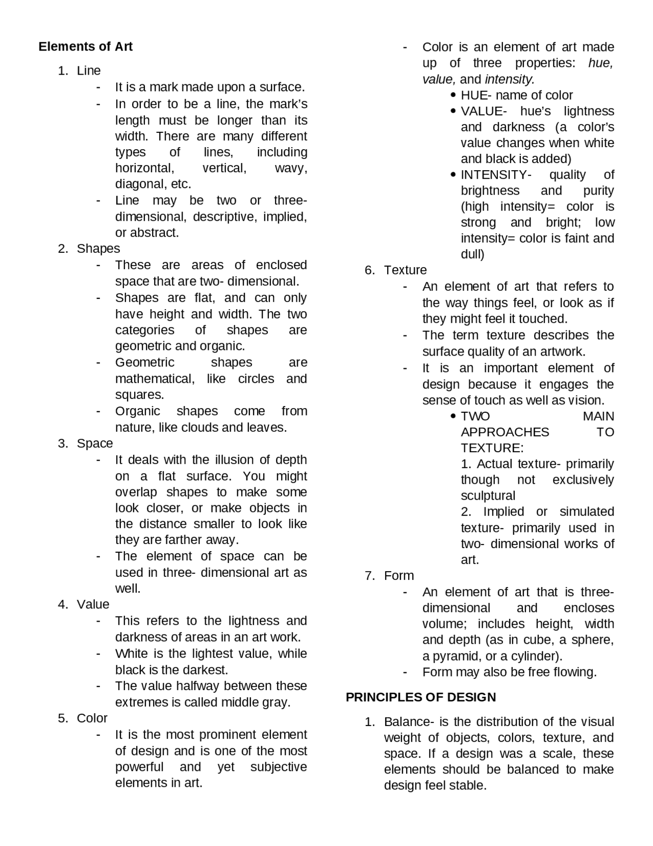 The Elements Of Art Docsity