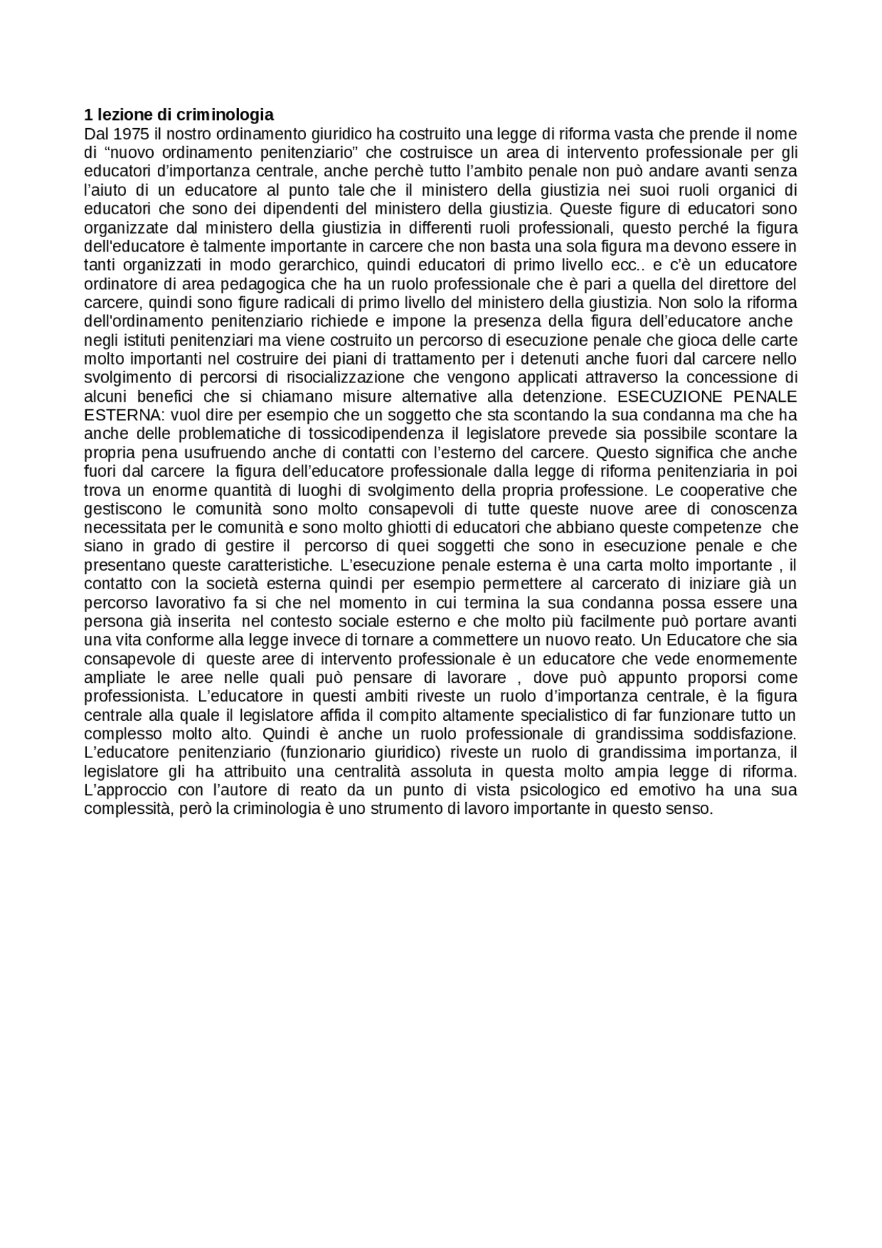 Lezioni Di Criminologia Docsity