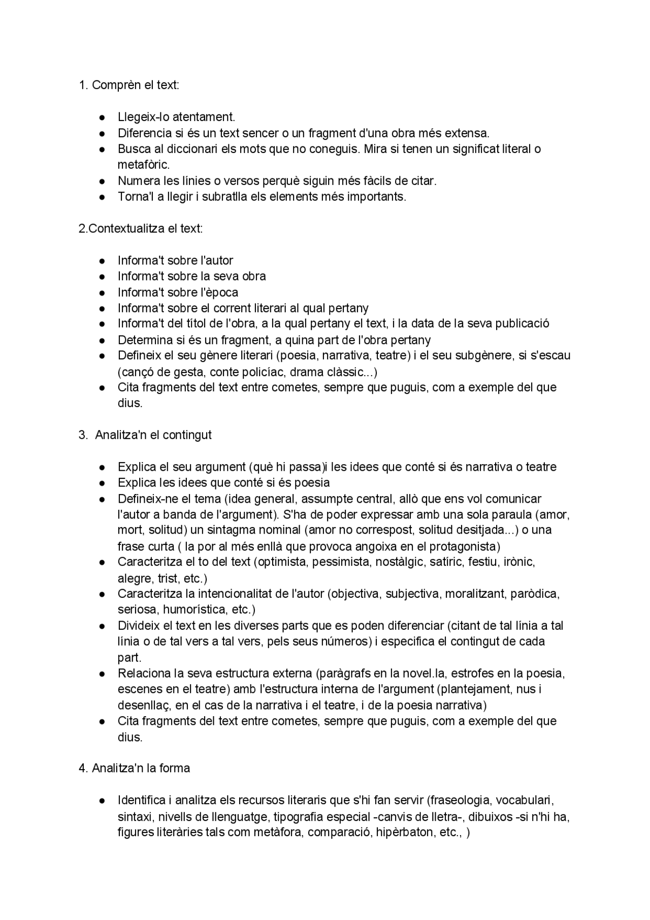 Comentari Text 2 Batxillerat Ejercicios De Catalán Docsity