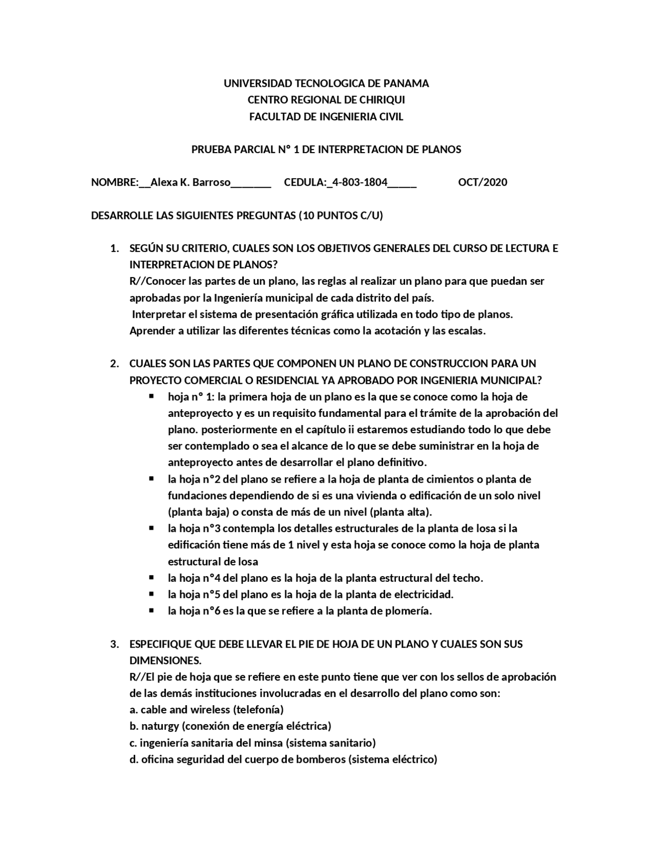 Parcial De Interpretación De Planos Exámenes De Dibujo Técnico Docsity