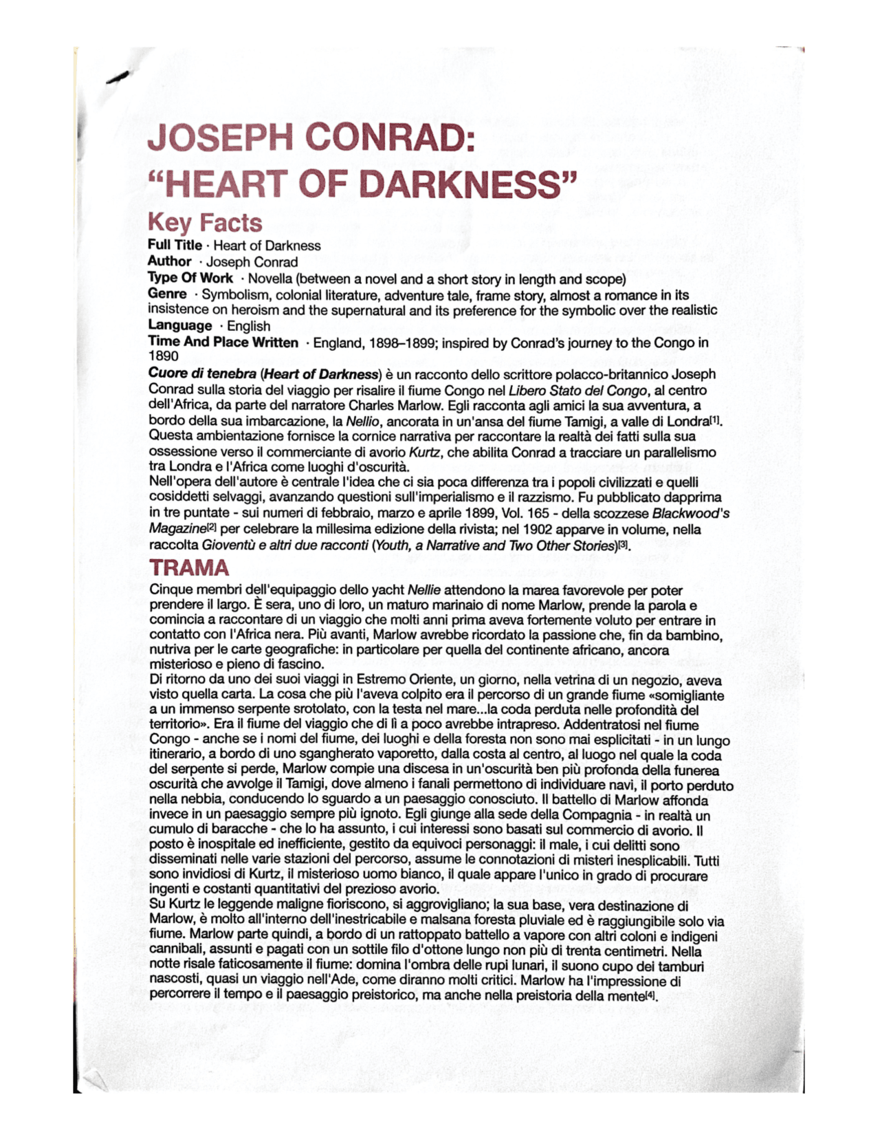 Joseph Conrad And Heart Of Darkness Docsity
