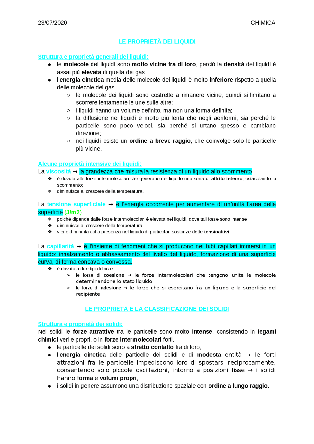 Le Proprietà Dei Liquidi Le Proprietà E La Classificazione Dei Solidi