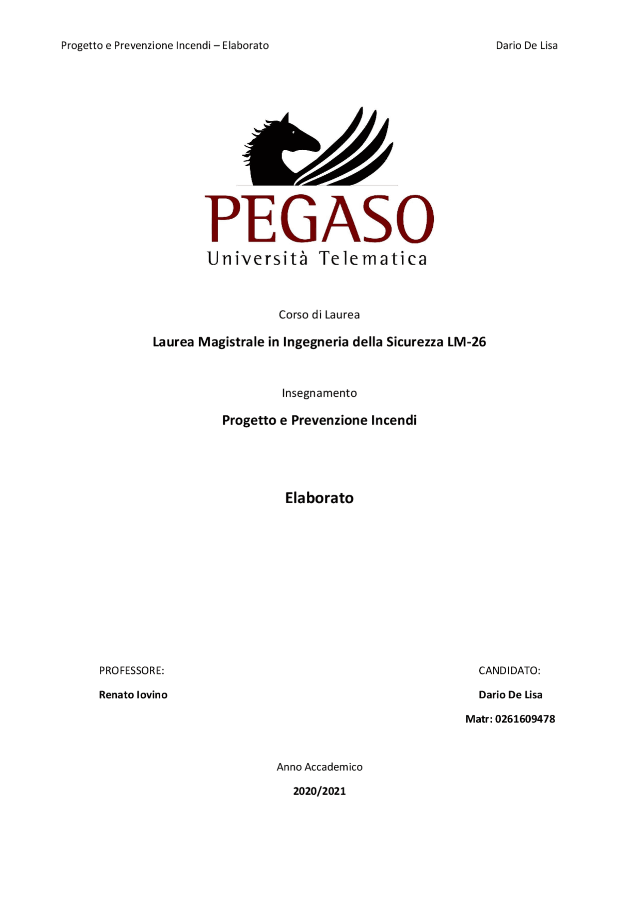 Elaborato Progetto E Prevenzione Incendi Old Esercizi Di Elementi