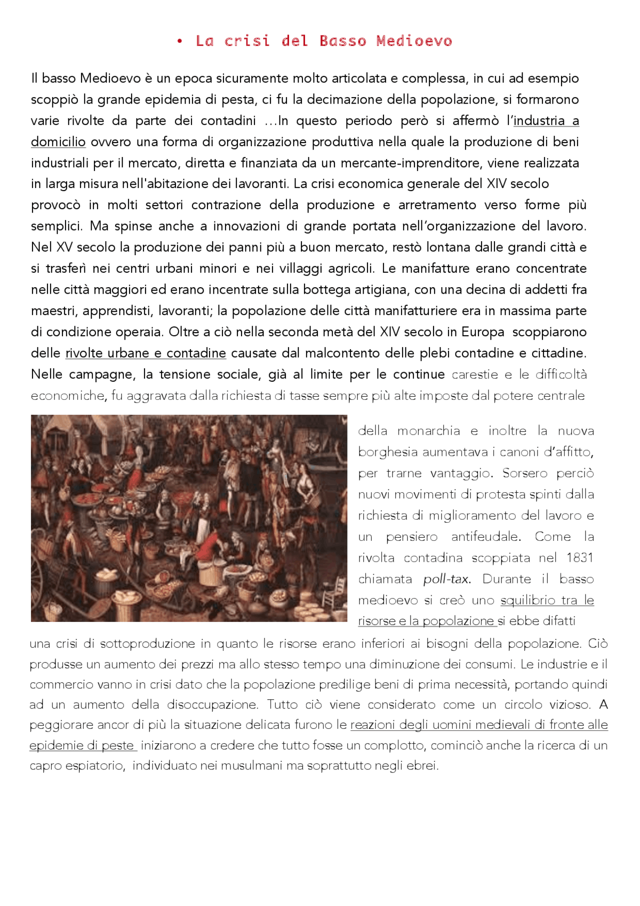 Sintesi Della Crisi Del Basso Medioevo Docsity