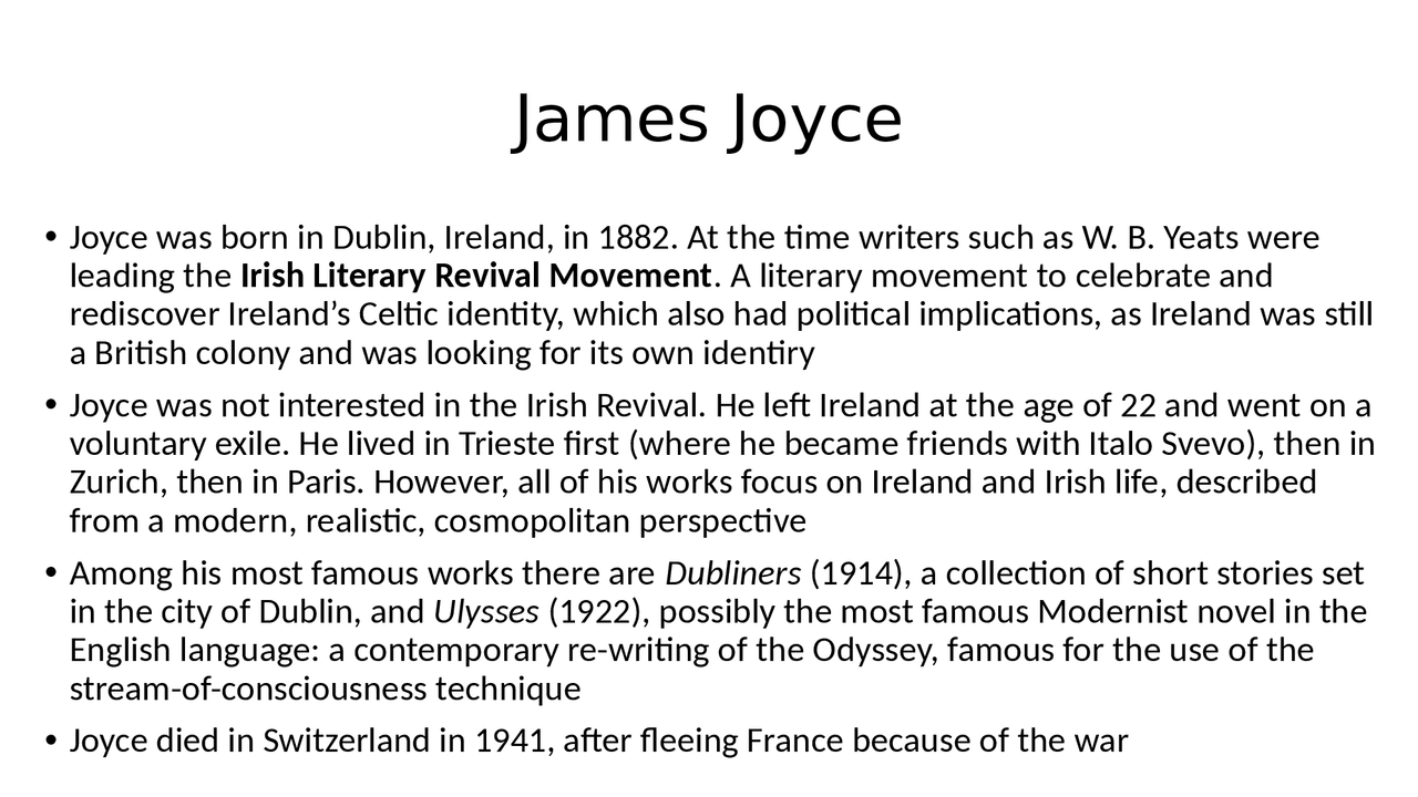 Tutto Su James Joyce Docsity