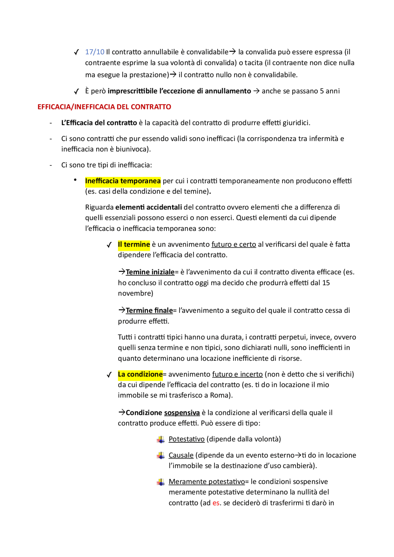 Contratto Appunti Presi A Lezione Di Diritto Privato Docsity