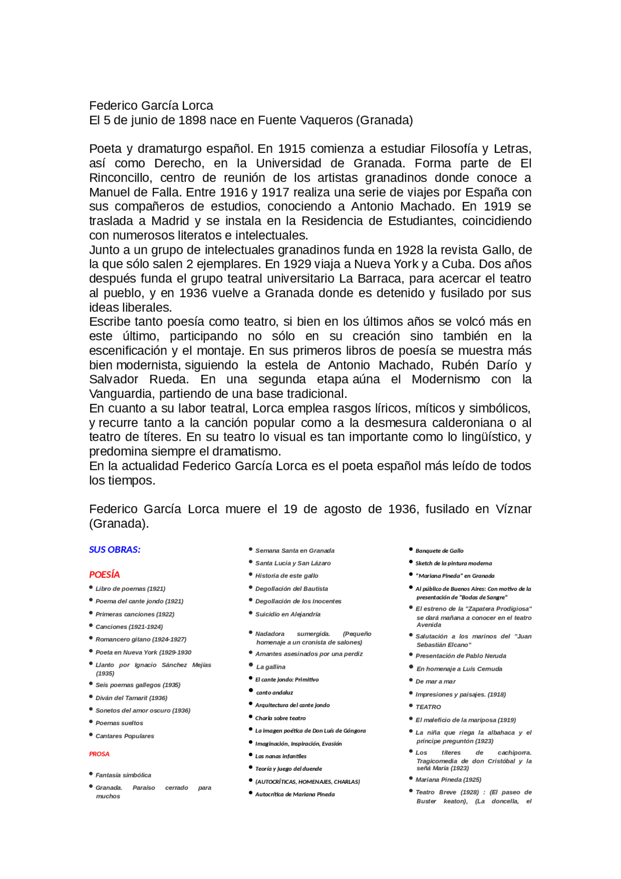 Federico garcía lorca - Docsity