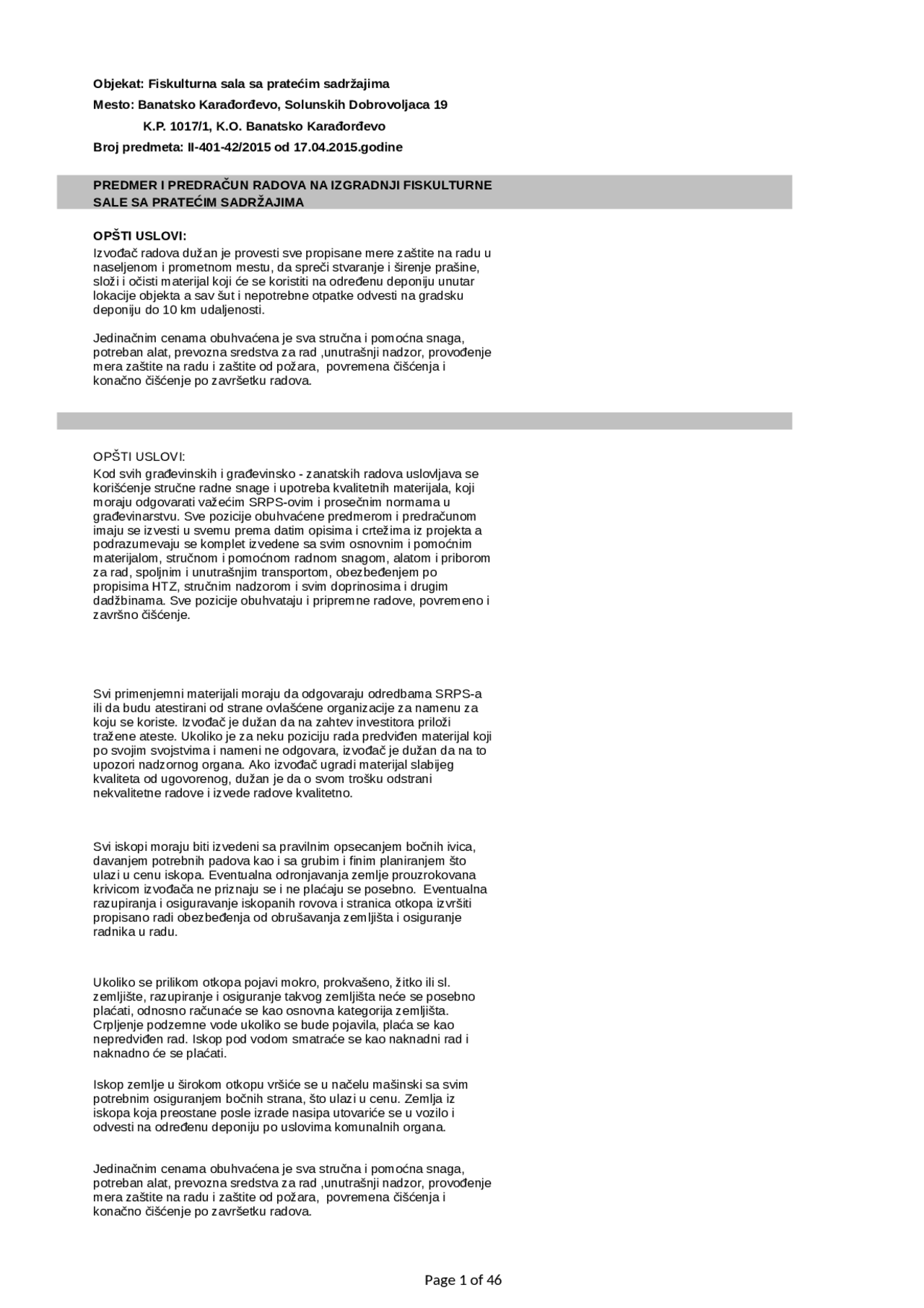 Predmer i predracun | Skripte' predlog Tehnologija građenja | Docsity