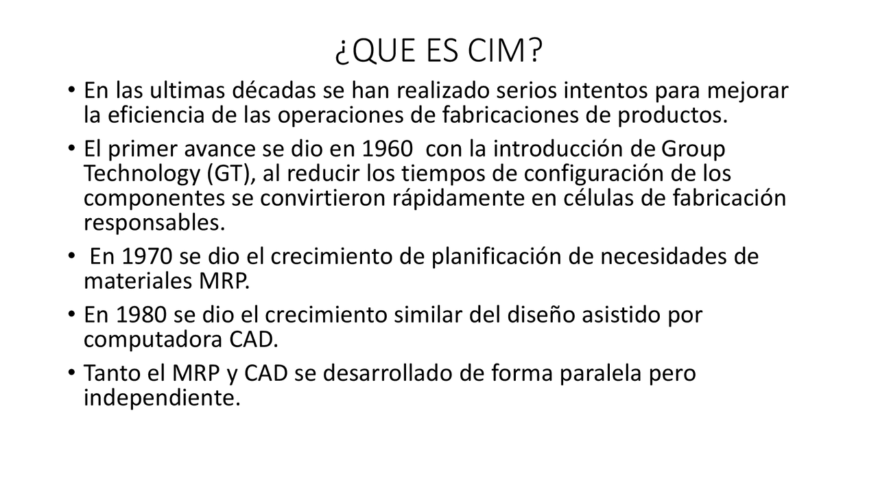 Que es manufactura en CIM - Docsity