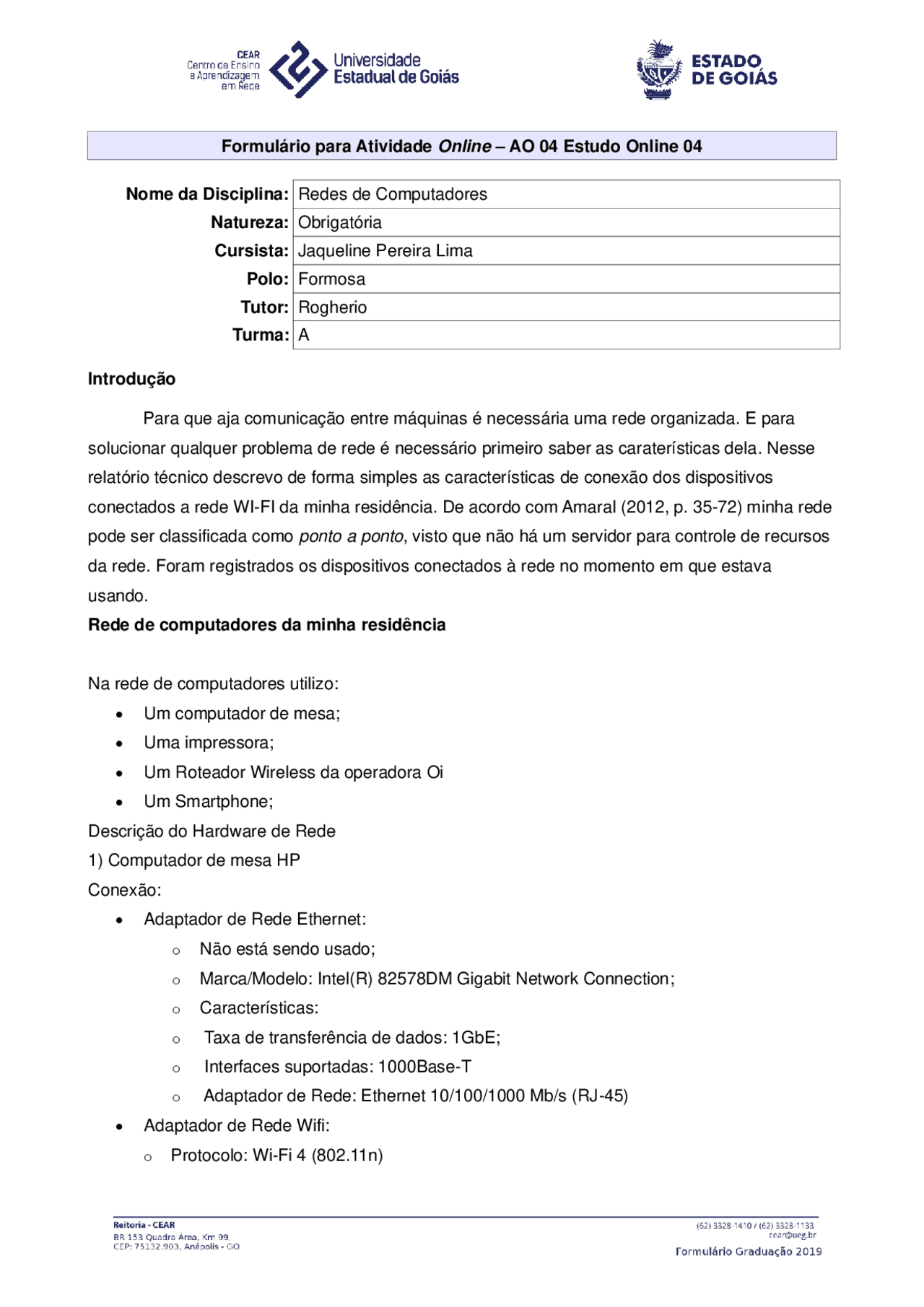 Ao04 De Redes De Computadores Docsity