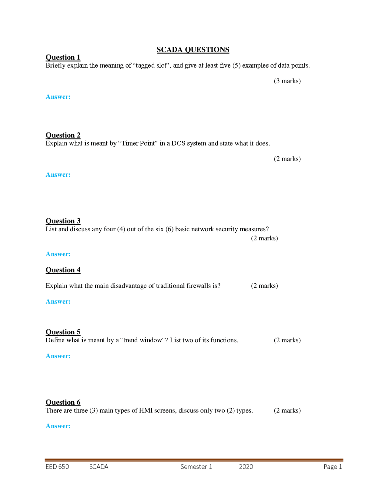 Scada Questions Solution 2 Docsity