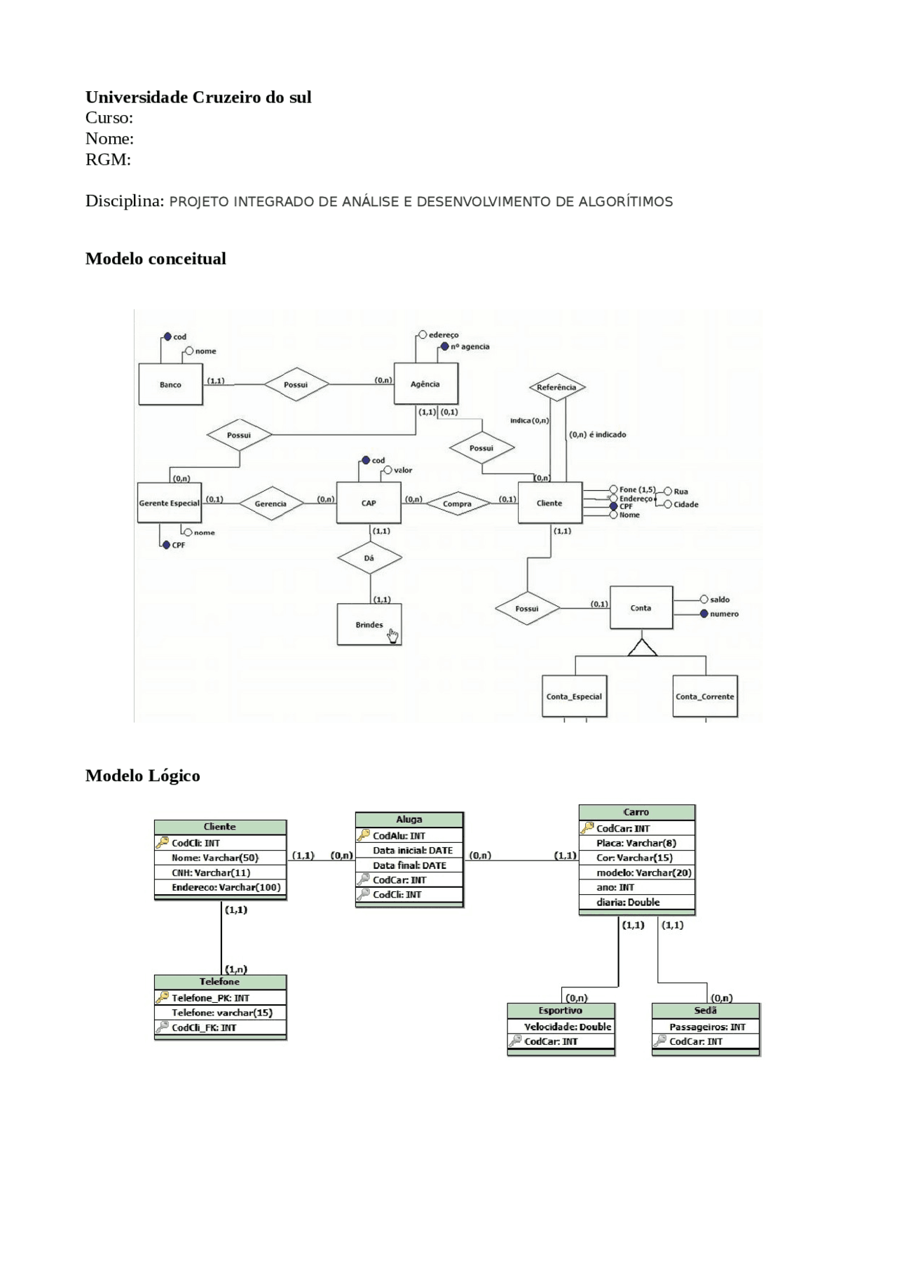 Projeto Integrado De Programação E Modelagem De Dados Docsity