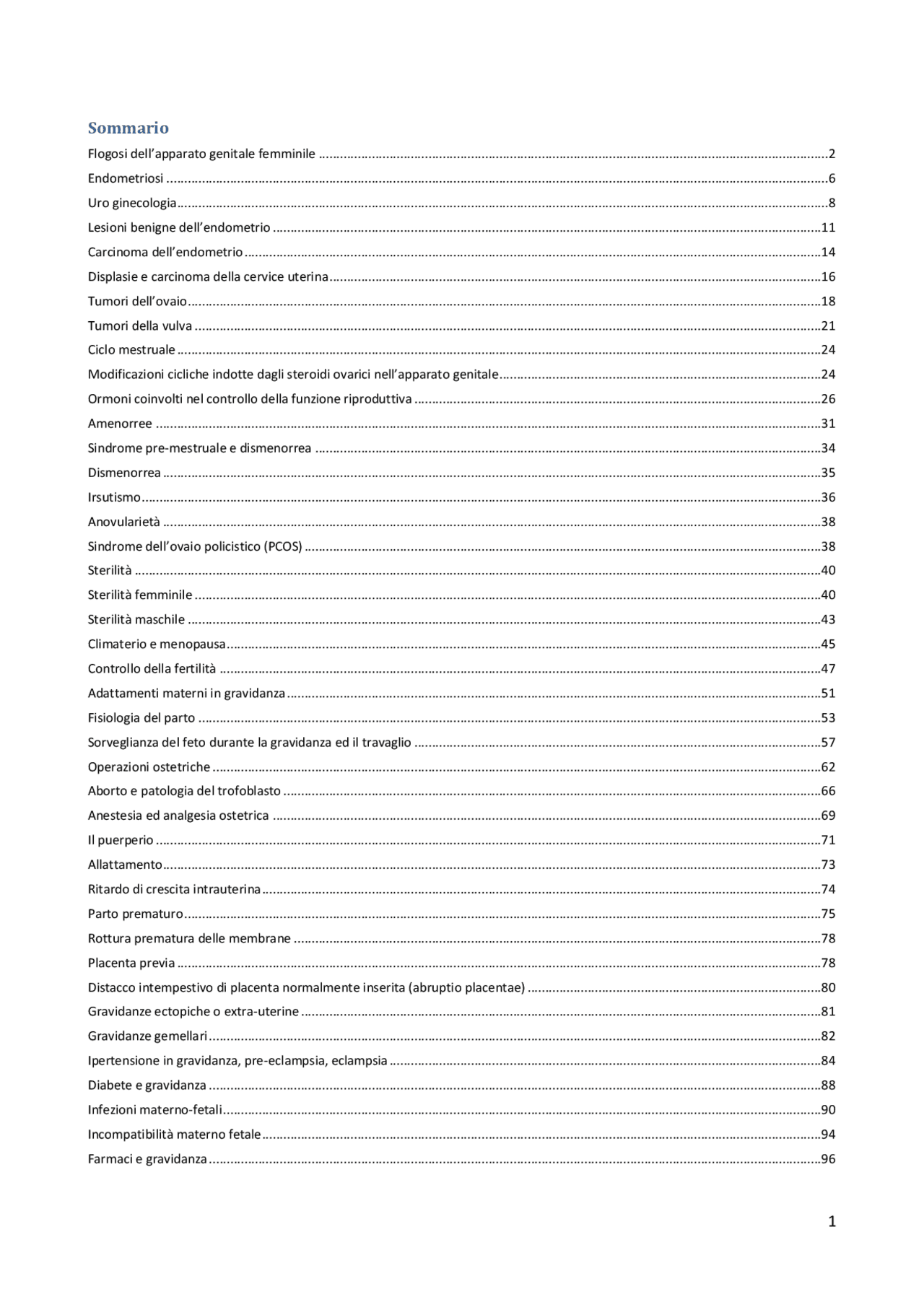 Appunti Di Ginecologia Unibo Docsity