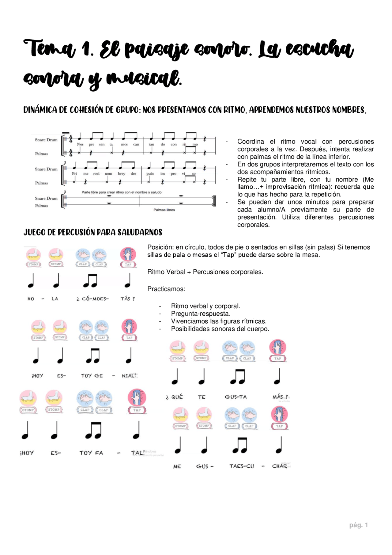 Tema 1. El paisaje sonoro, La escucha sonora y musical - Docsity