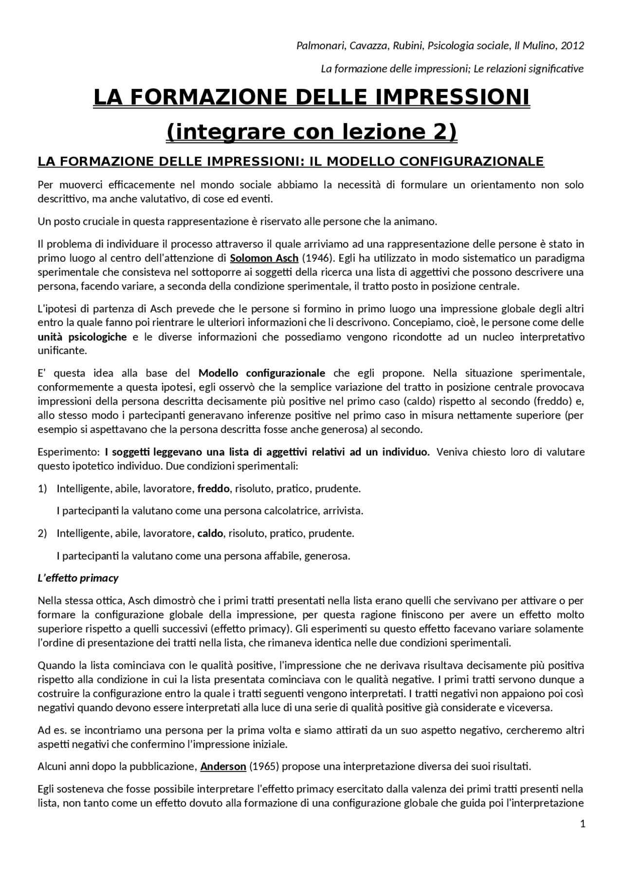 Psicologia Sociale Palmonari Cavazza Rubini Docsity