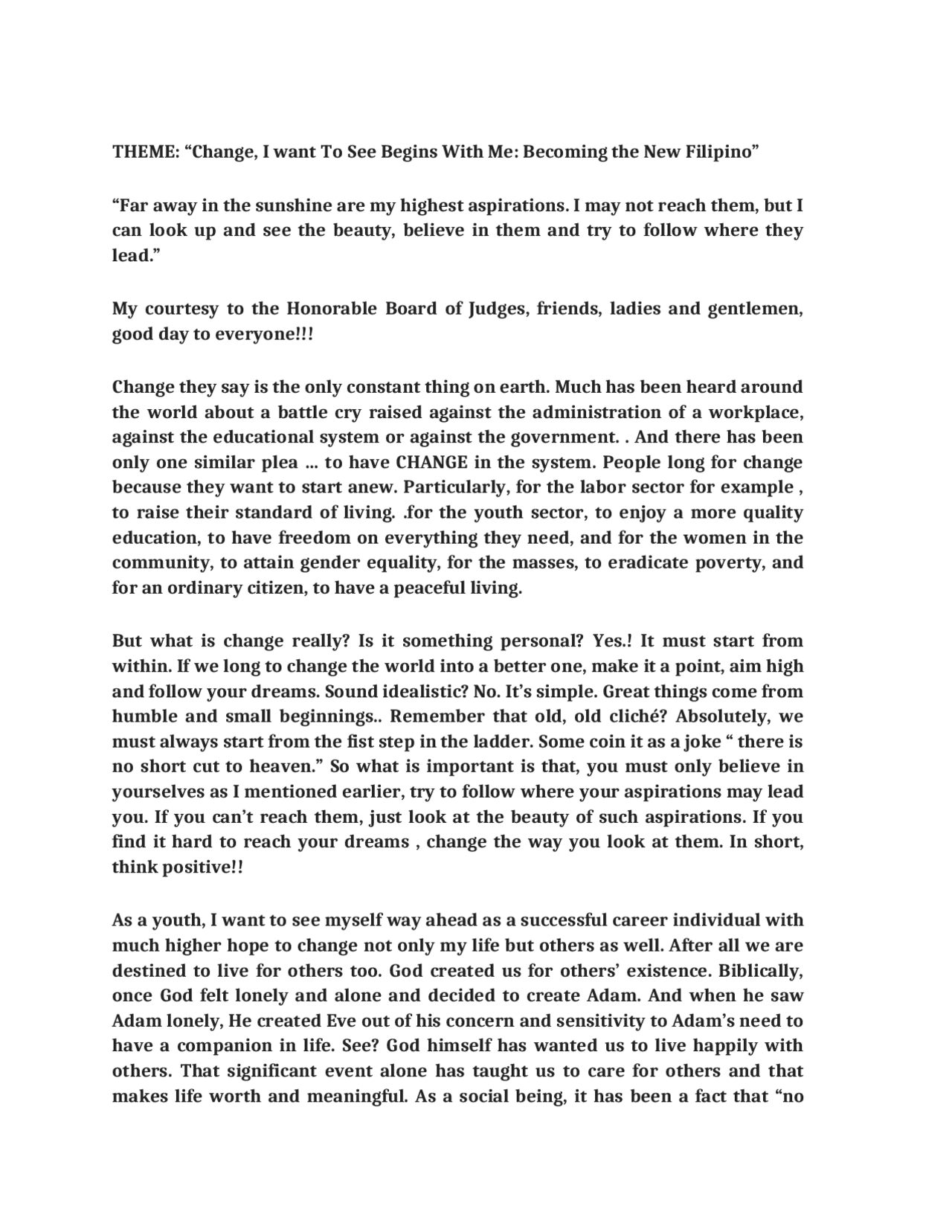 Oratorical Speech in English - Docsity