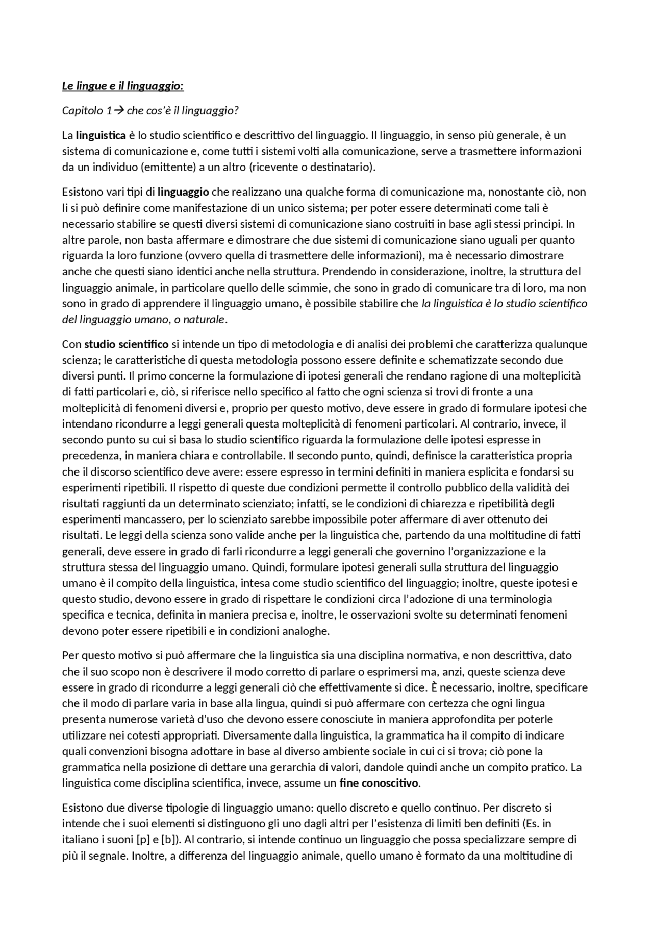 Riassunti Cap 1 4 Manuale Linguistica Generale Docsity