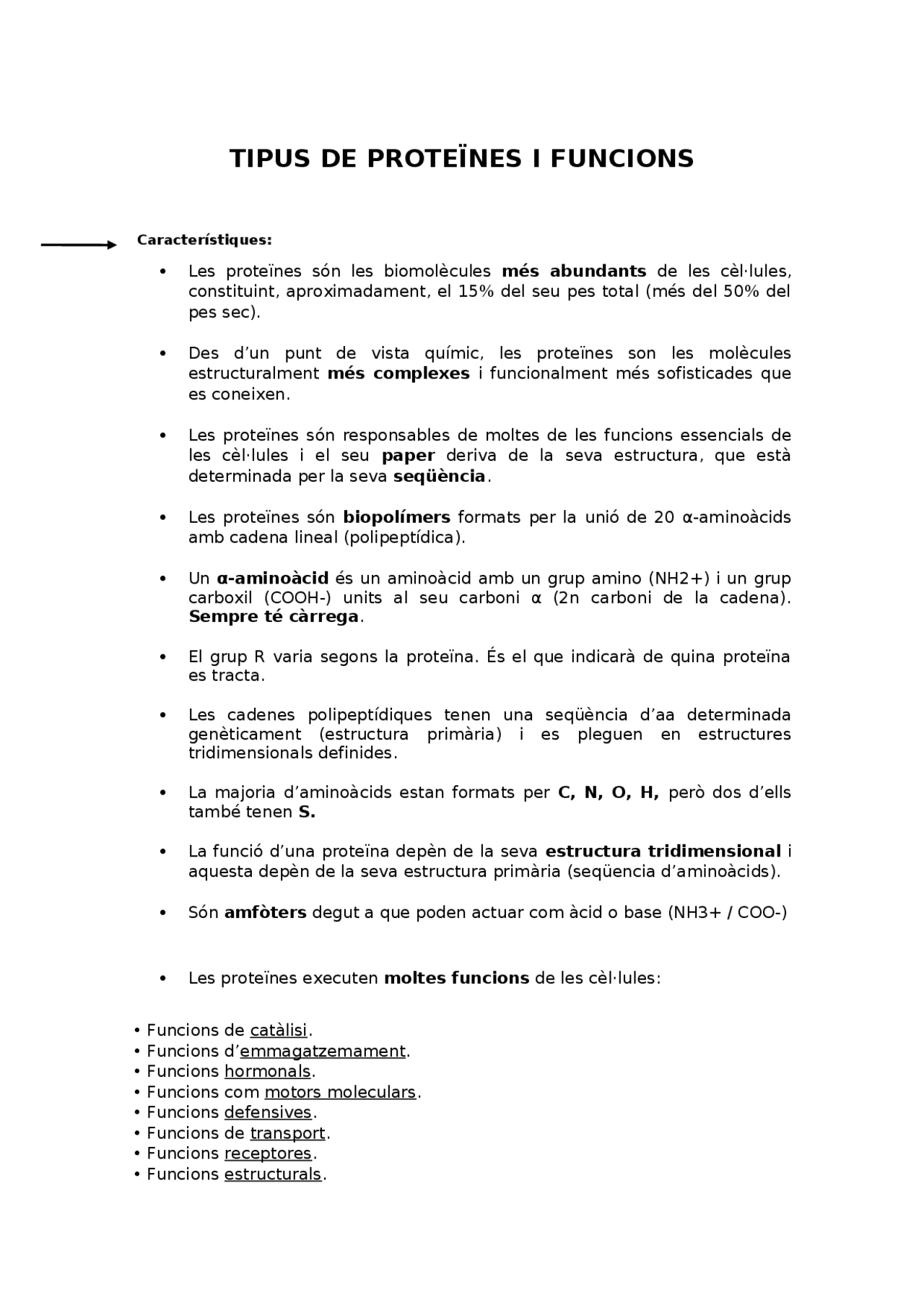 Proteïnes Resum General Docsity