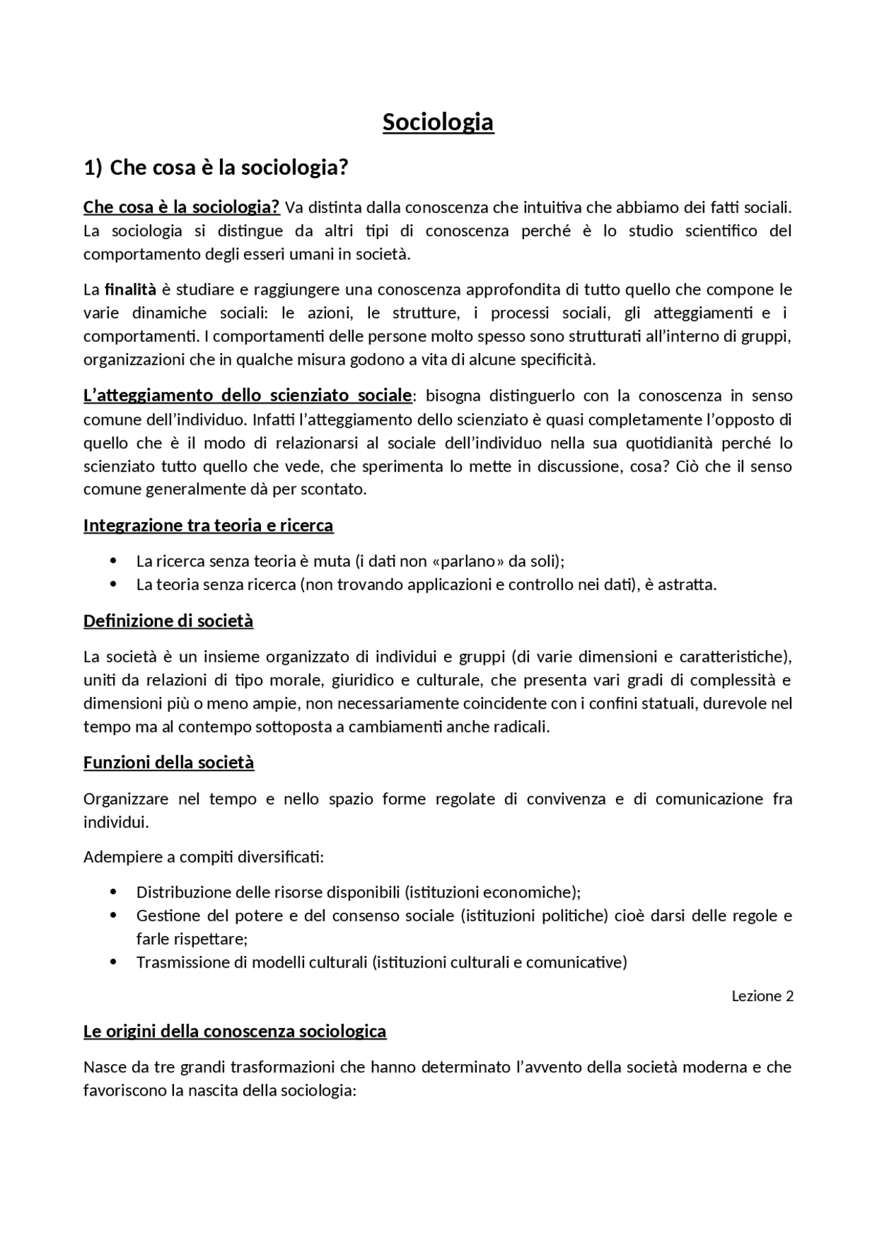 Domande sociologia per esame - Docsity