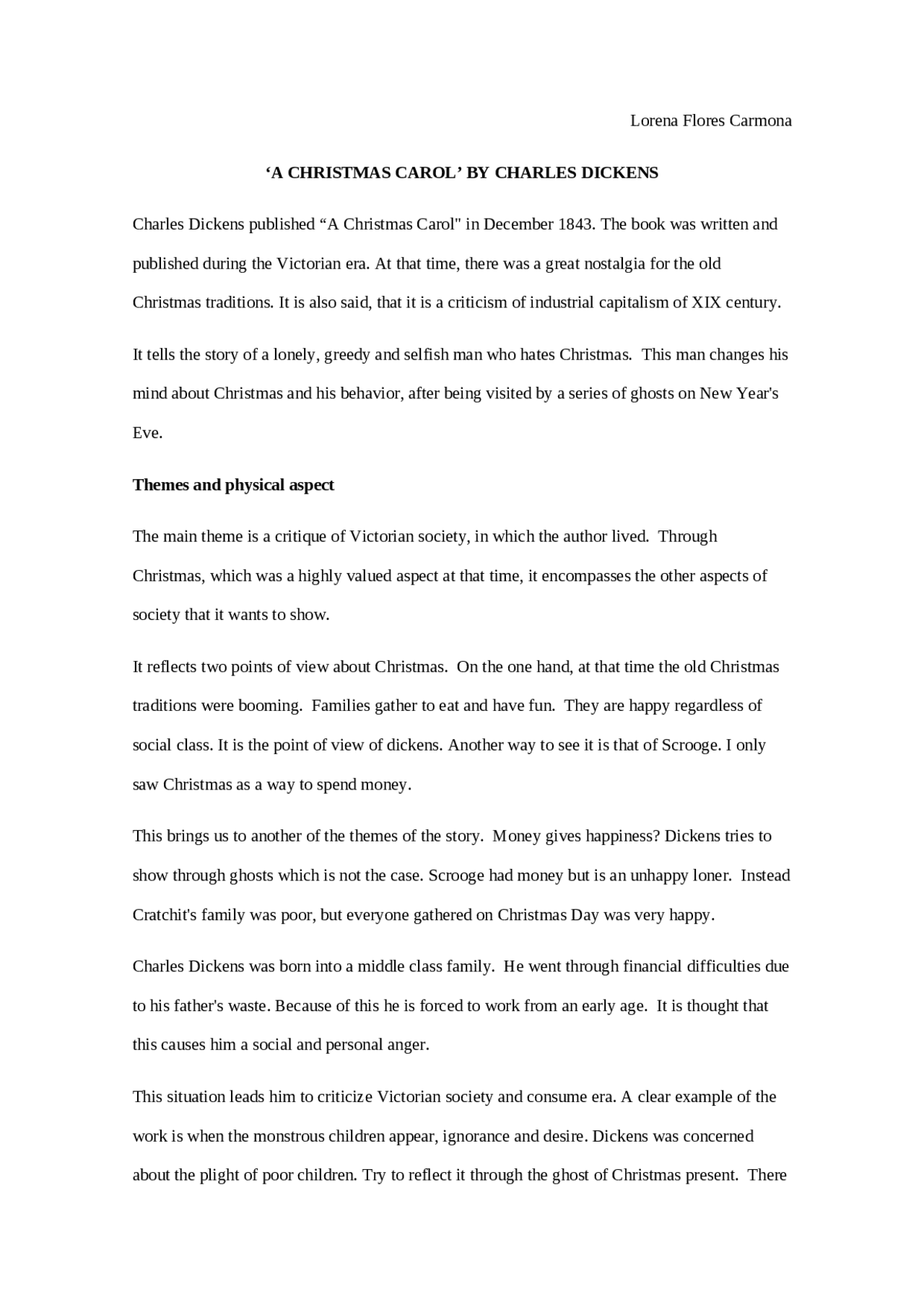 ‘A CHRISTMAS CAROL’ BY CHARLES DICKENS - Docsity