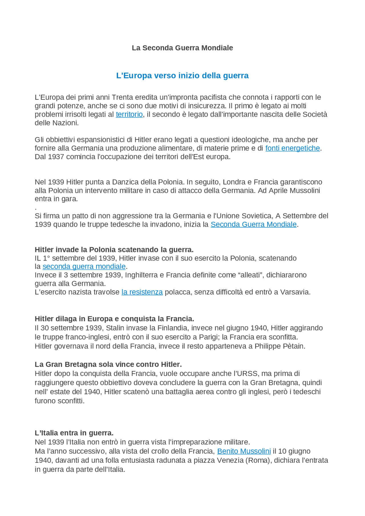 Seconda Guerra Mondiale Docsity