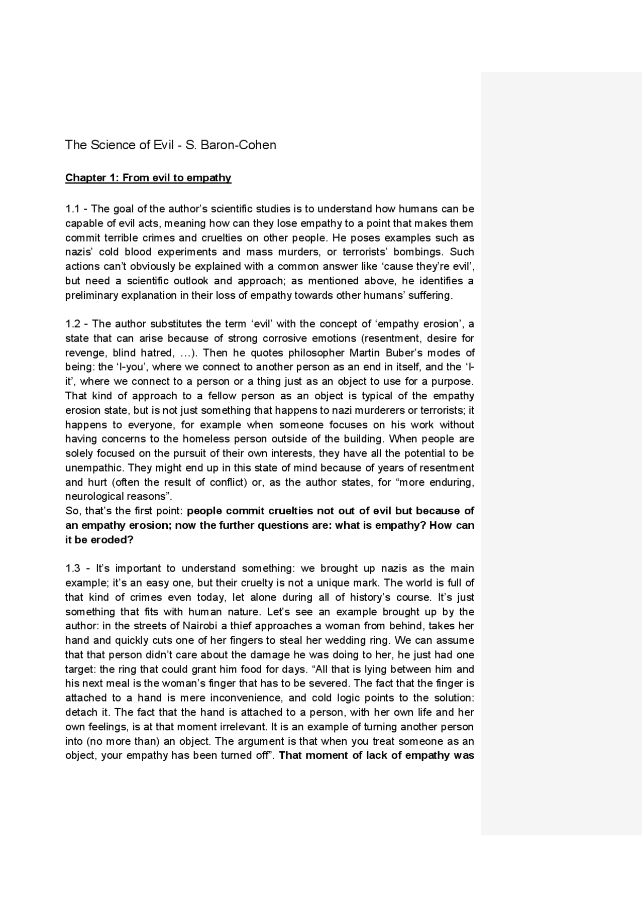 The Science of Evil - Baron-Cohen (precis) - Docsity