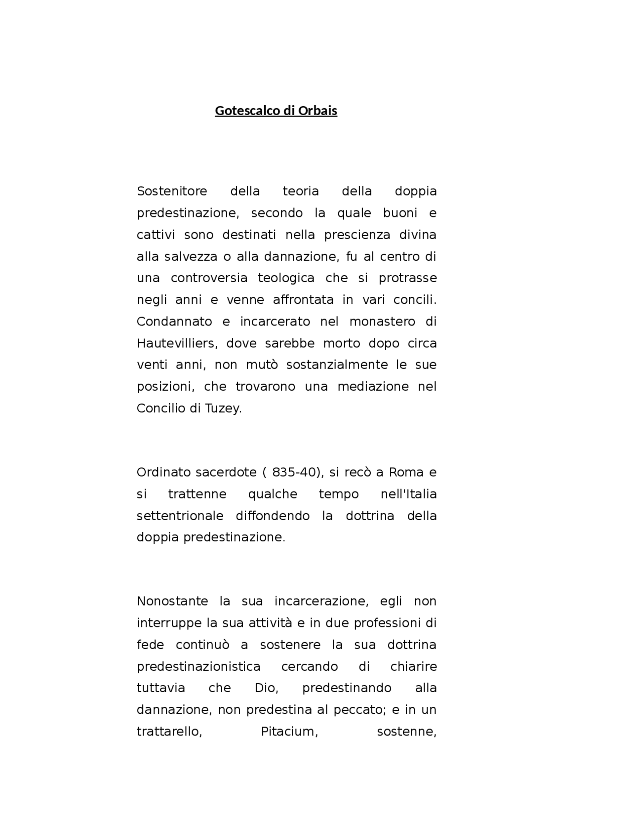 Riassunto Breve Su Gotescalco Docsity