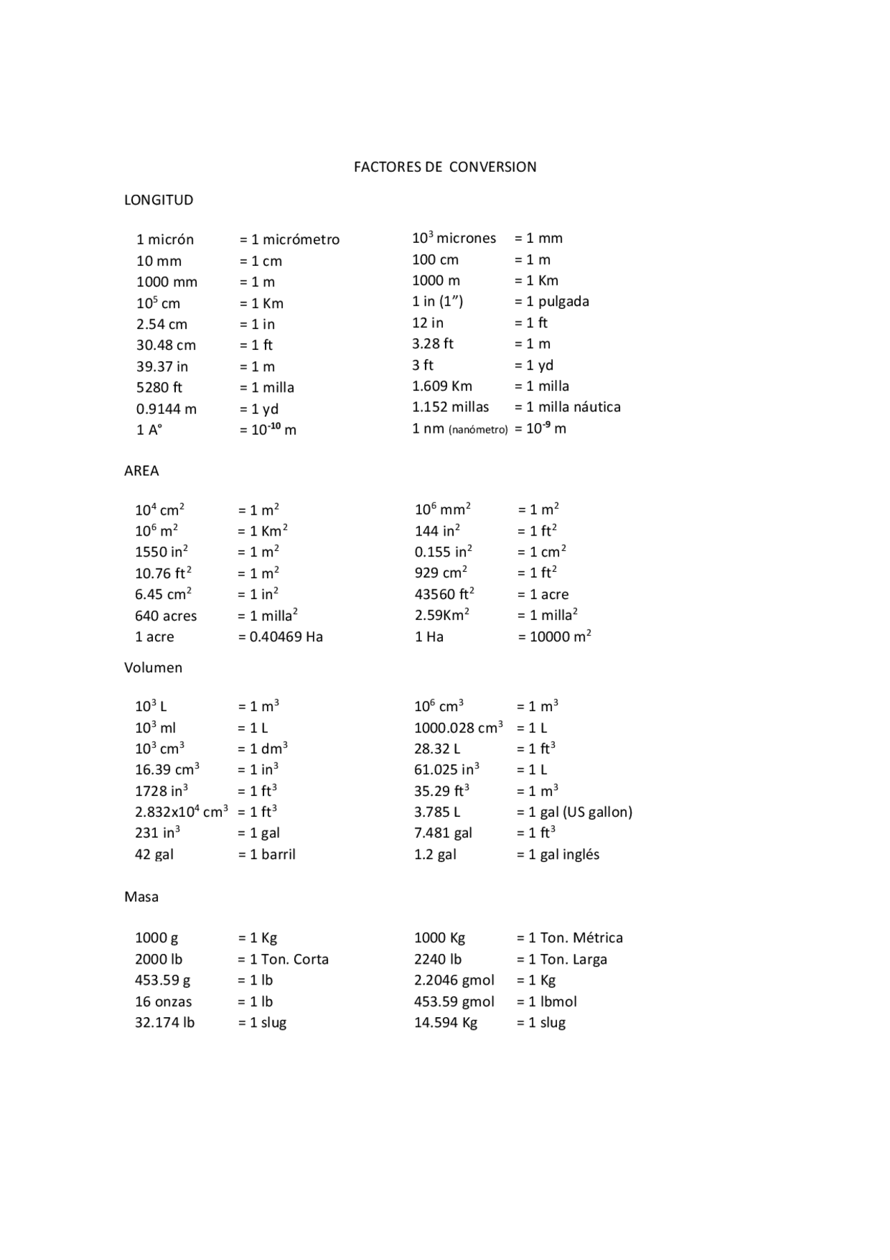 Conversión de Unidades - Docsity