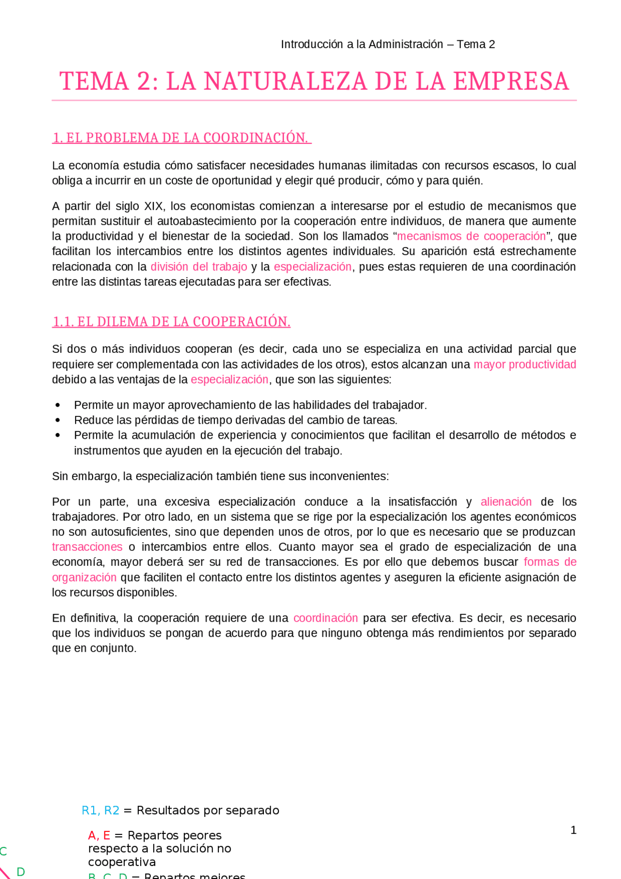 Tema 2 (La naturaleza de la empresa) - Docsity