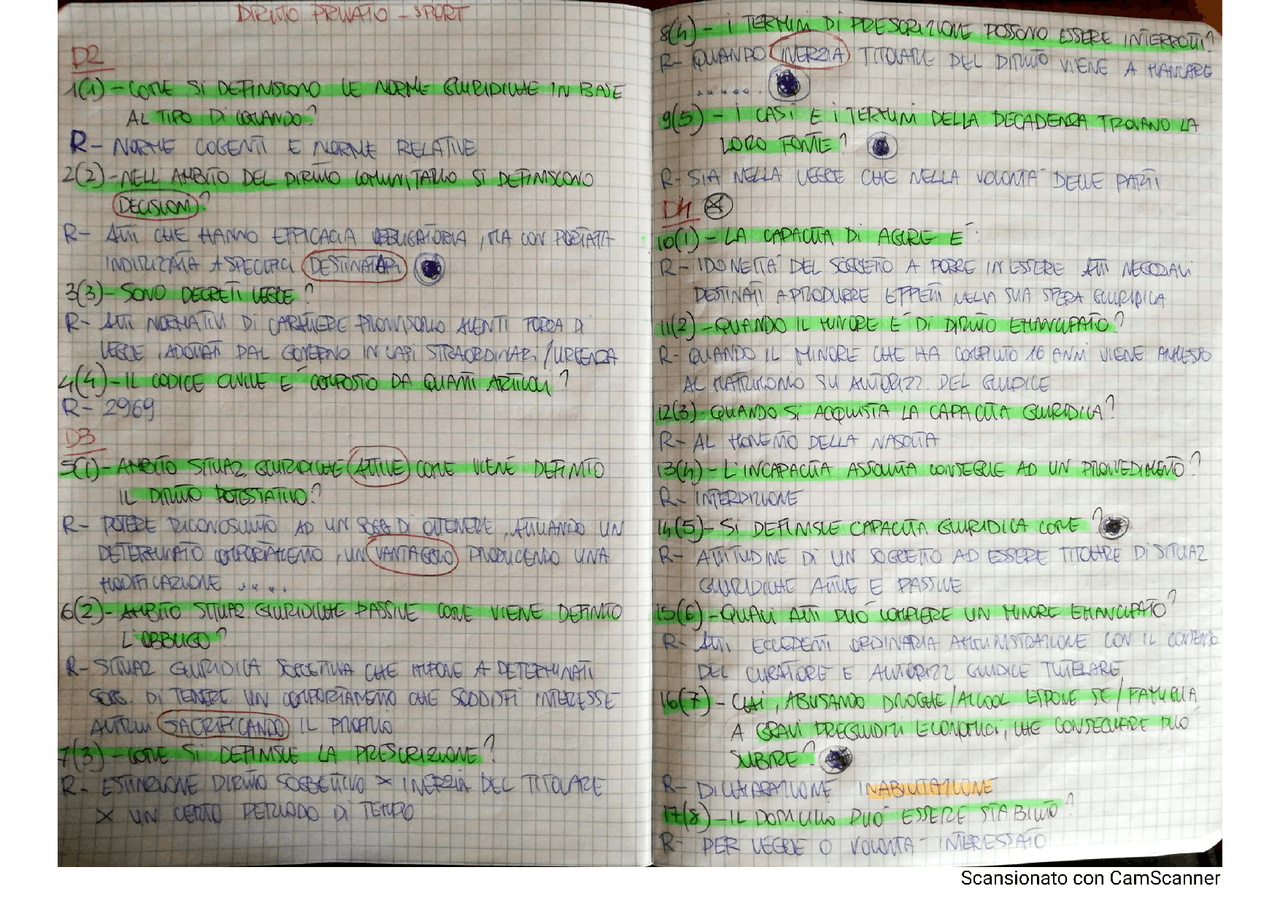Ecampus Paniere Diritto Privato E Sport Risp Chiuse Prof Chisci Tiziana